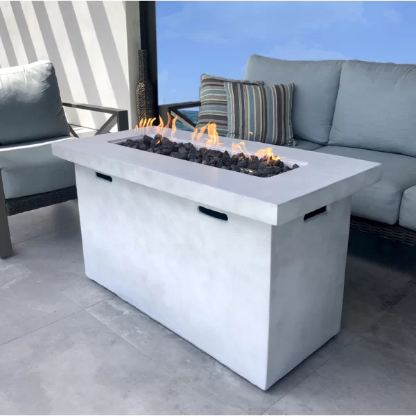 TinyHomie 25 H x 42 W Fiber Reinforced Concrete Propane Fire Pit Table ...