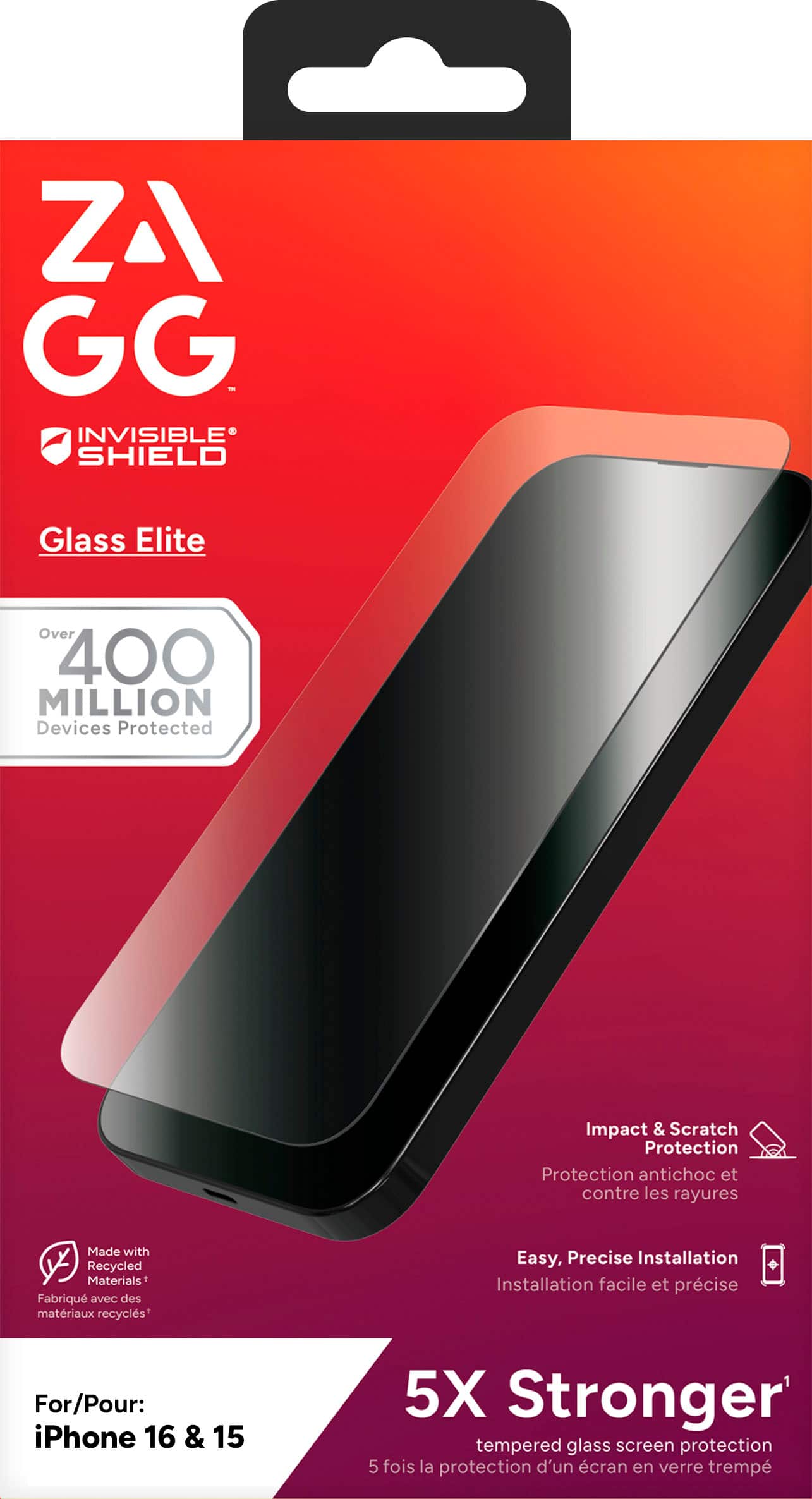 ZAGG InvisibleShield Glass Elite Screen Protector for Apple iPhone 16, iPhone 15 Clear 200114858 ...