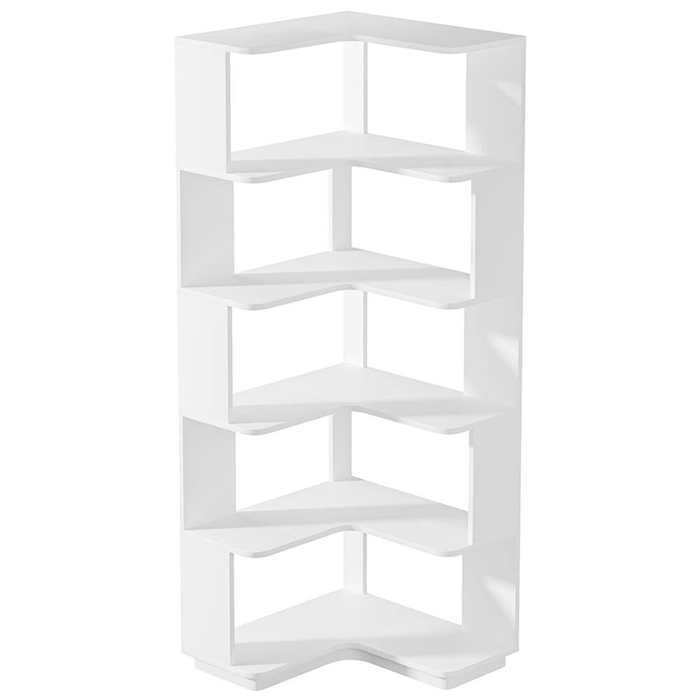 Kadyn Bookshelf, Storage Shelf, Bookcase,6 Tier Corner Bookshelf, 64.96 ...