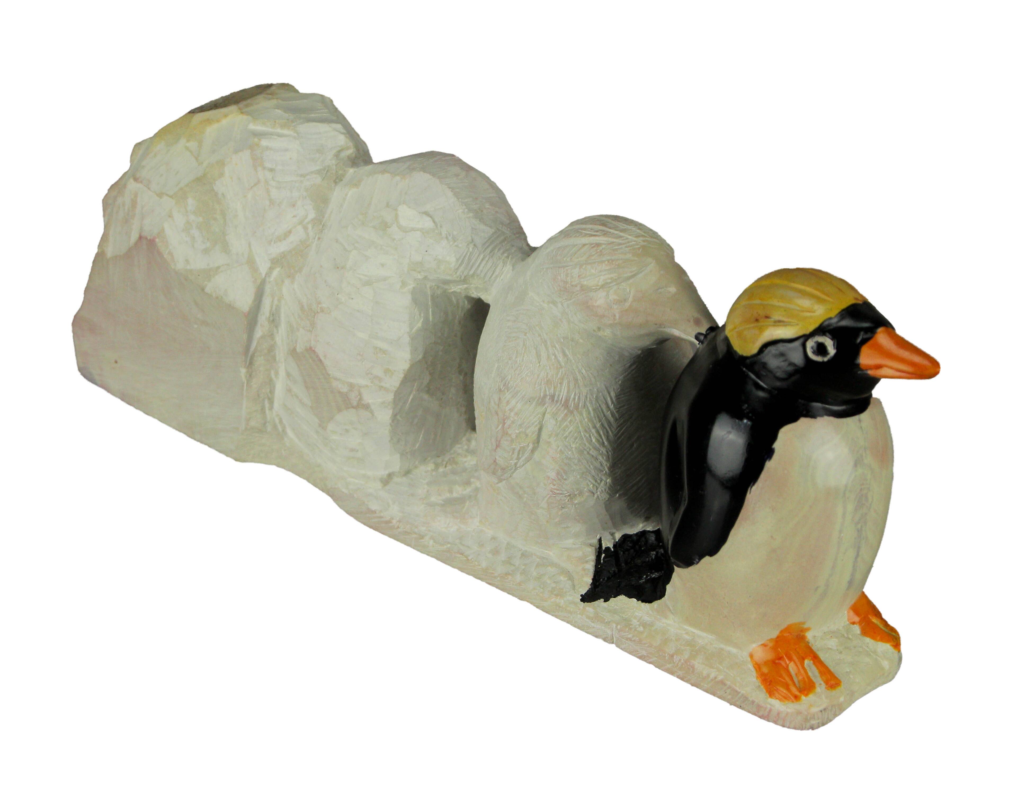 Zeckos Hand Carved Natural Stone Evolution of a Penguin Statue Off ...