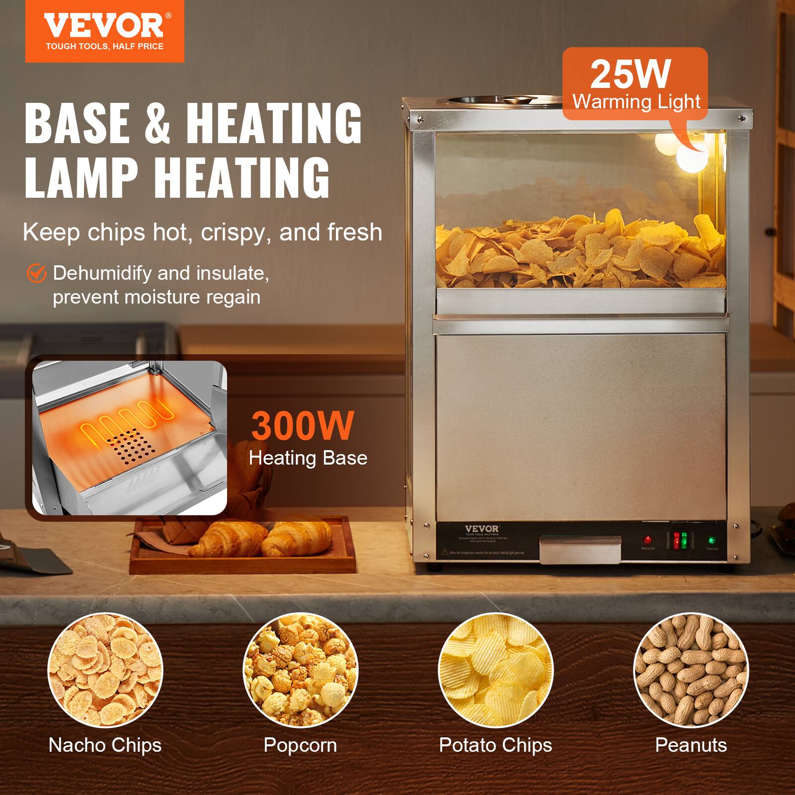 VEVOR Commercial Nacho Chip Warmer, 84.5QT Chip Warmer Machine with ...