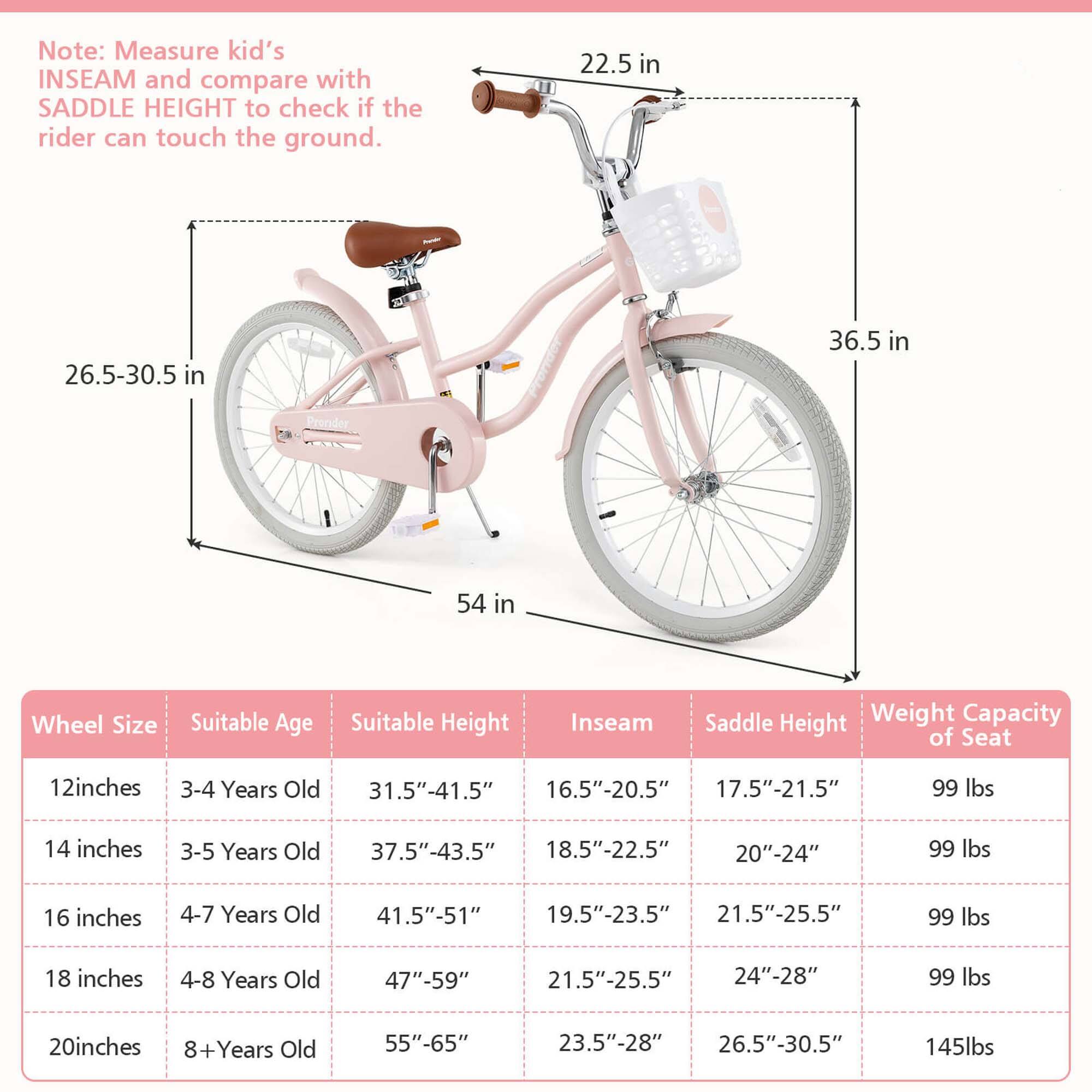 Costway 20" Kids Bike with Height Adjustable Handlebar & Seat Hand Brake & Coaster Brake Pink ...