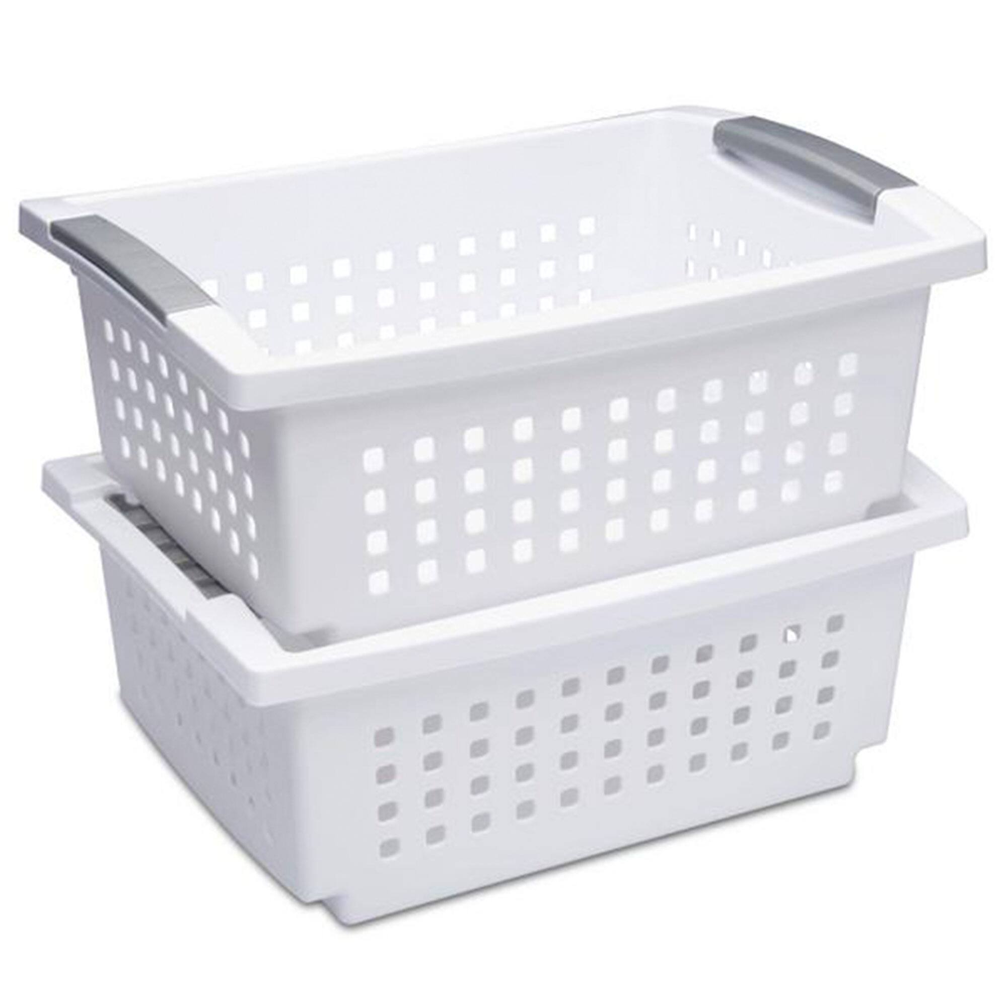 Sterilite Medium Sized Stackable Storage & Organization Basket, White (30 Pack) 30 x 16628010F ...