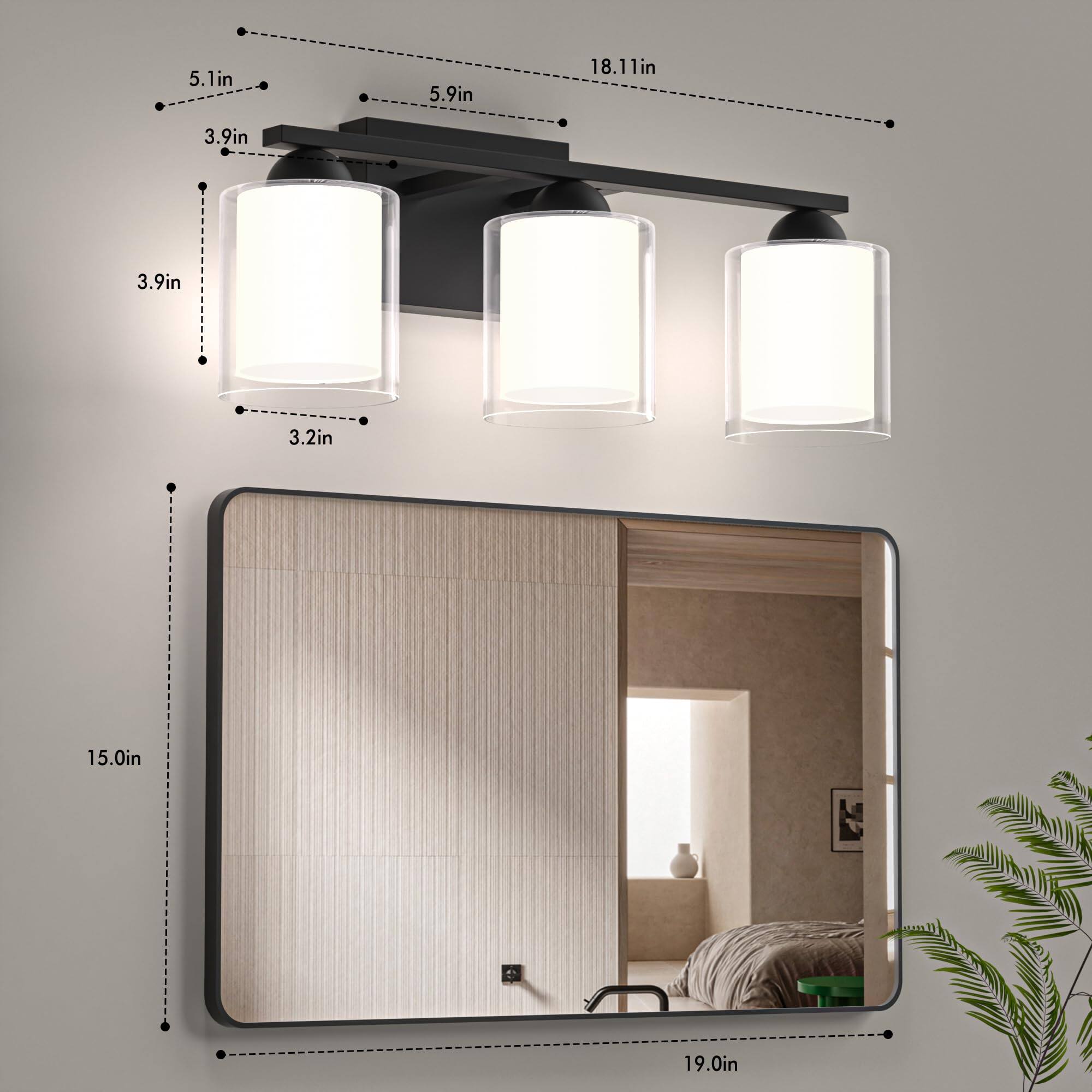 Earthley Blooms Bathroom Lighting Fixtures Over Mirror With Modes 3 ...