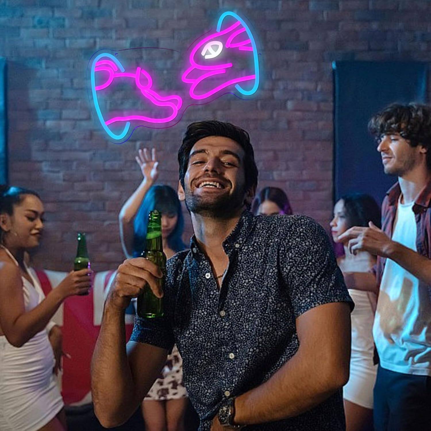 Auledio Easter Bunny Neon Sign Trendy Bunny Crossing Hole LED Light ...