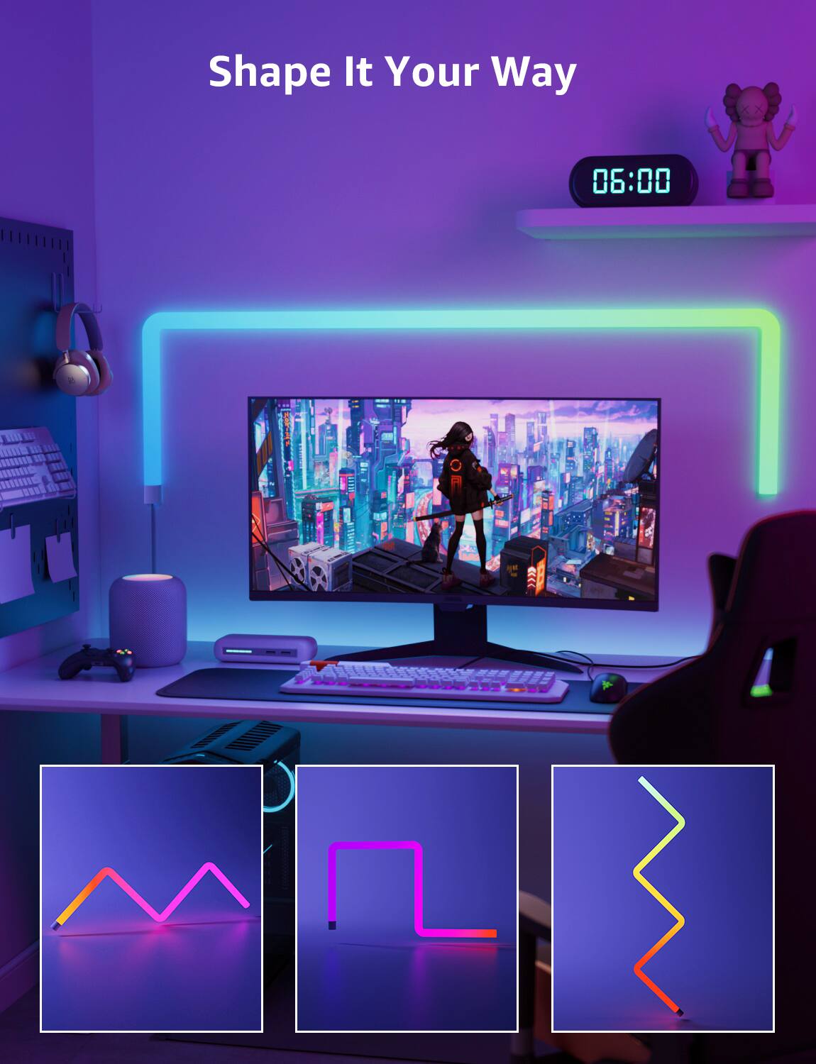 Lepro WL1 Smart LED Wall Light Bar Kits 8 Pcs with 4 Corners RGB ...