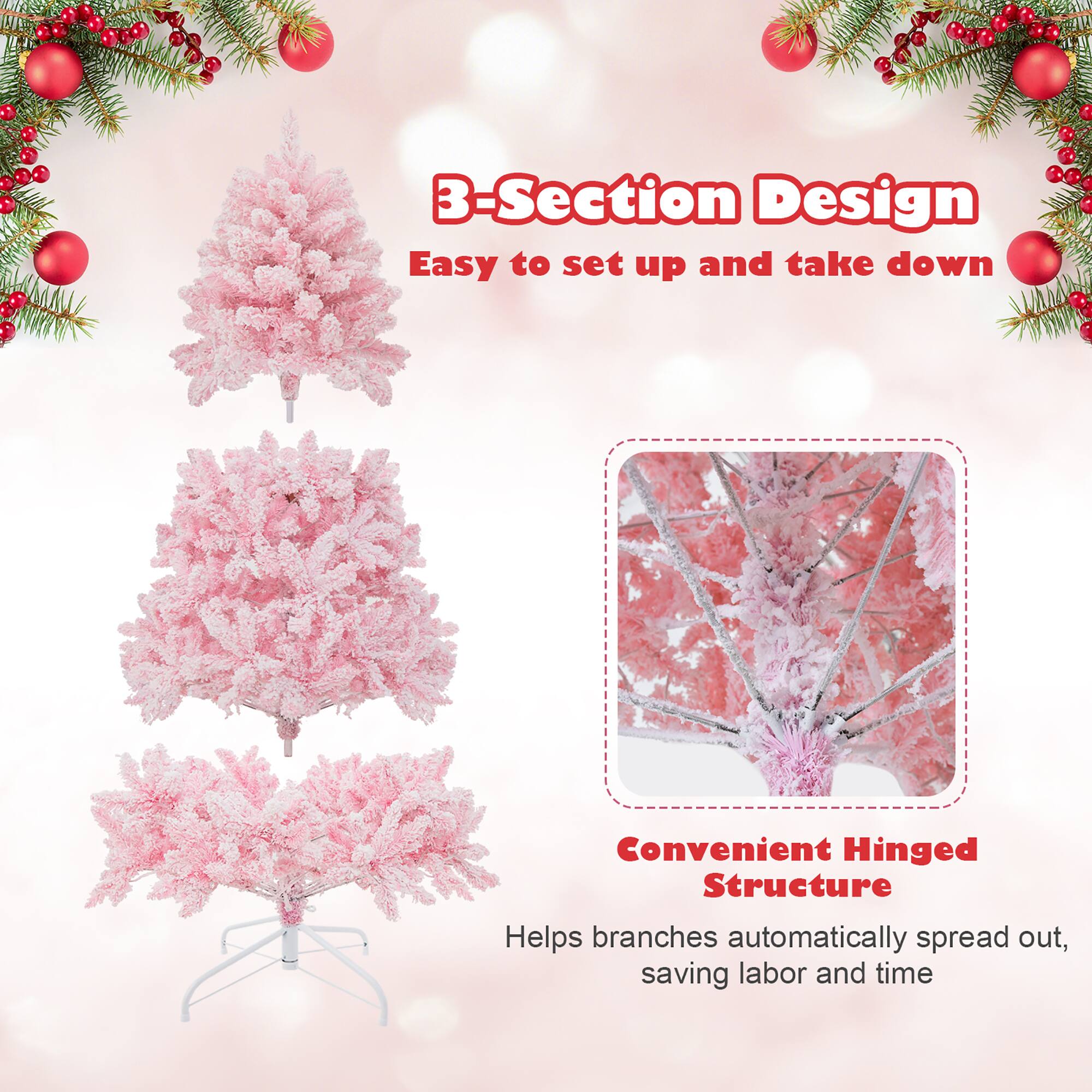 Gymax 6FT Artificial Christmas Tree w/ 808 Branch Tips 8 Lighting Modes ...