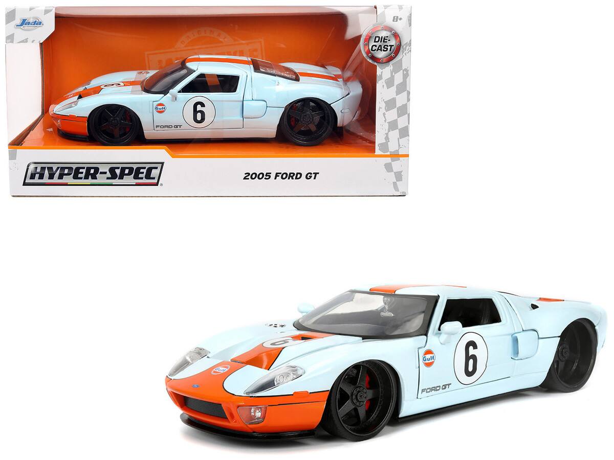 Jada 2005 Ford GT #6 "Gulf Oil" Stripes "Hyper Spec" Series 1/24 Light ...