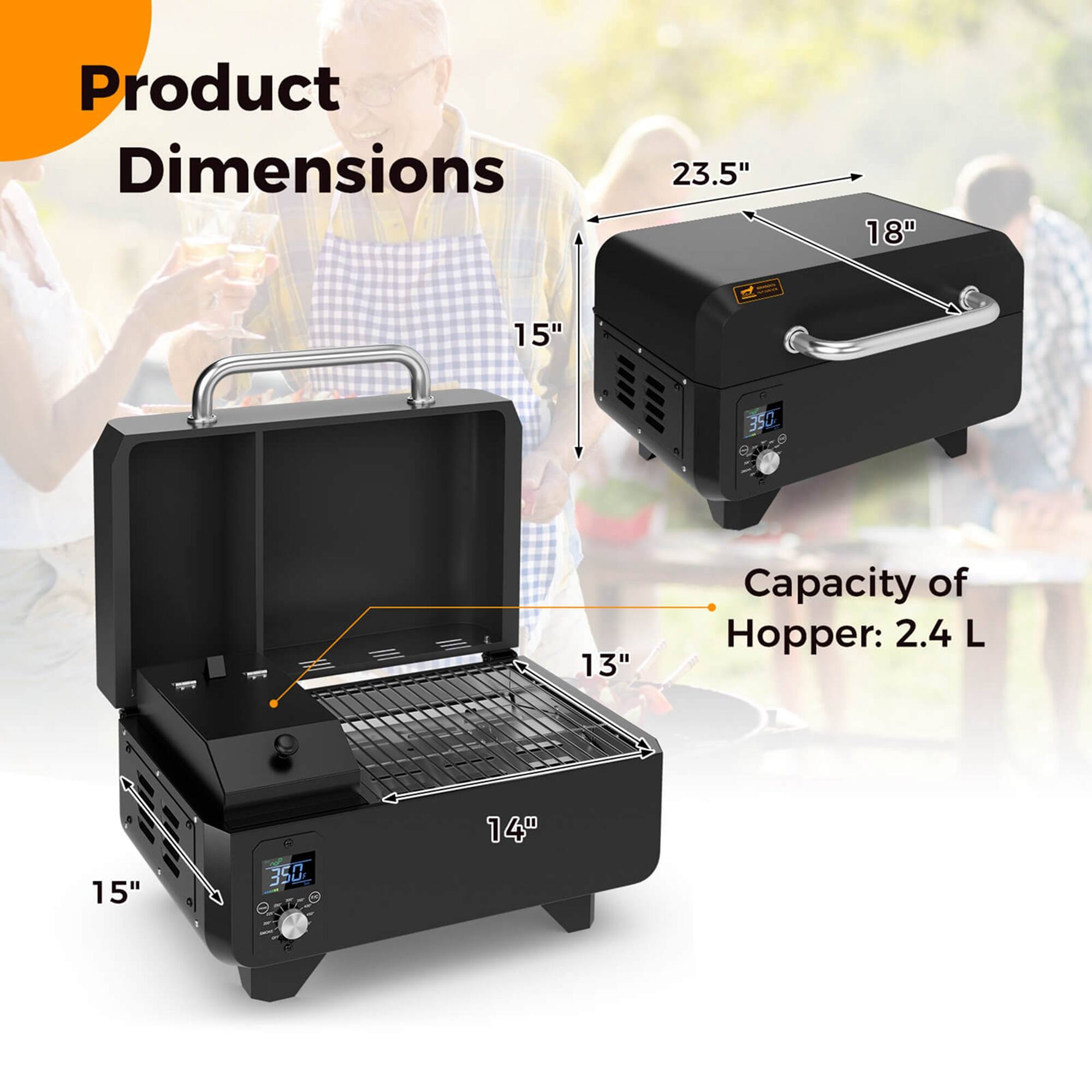 Costway 8 in 1 Portable Pellet Grill with Digital Control Meat Probe ...