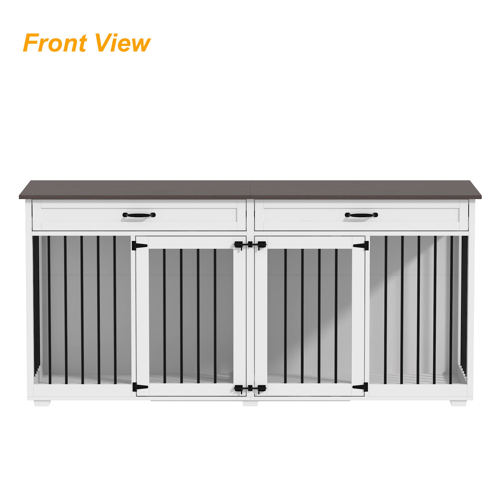 FUFU&GAGA Furniture Style Dual Dog Kennel 2 Room Design with Storage for Small/Medium Dogs BBZJ ...
