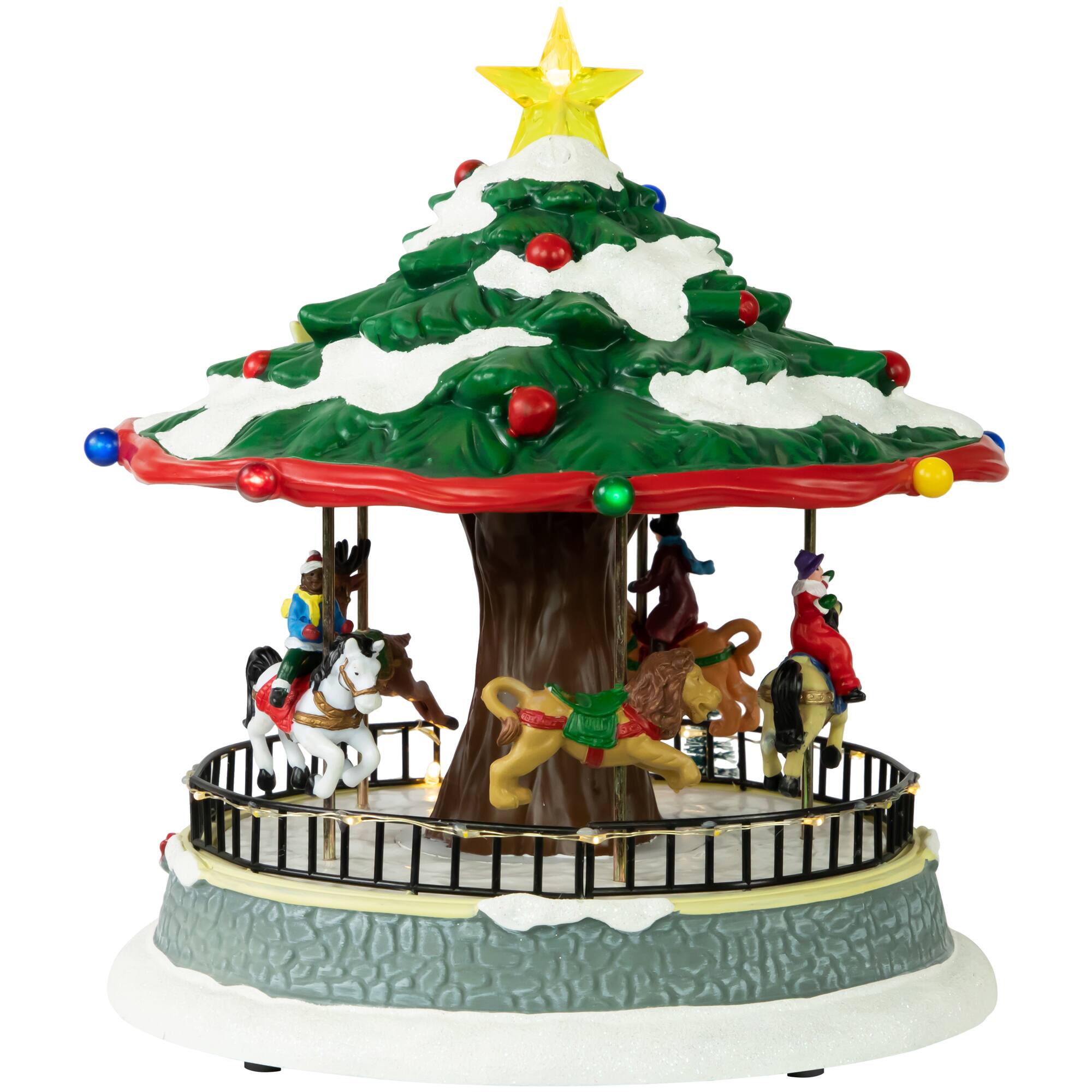 Northlight LED Lighted Musical and Animated Christmas Carousel Village ...