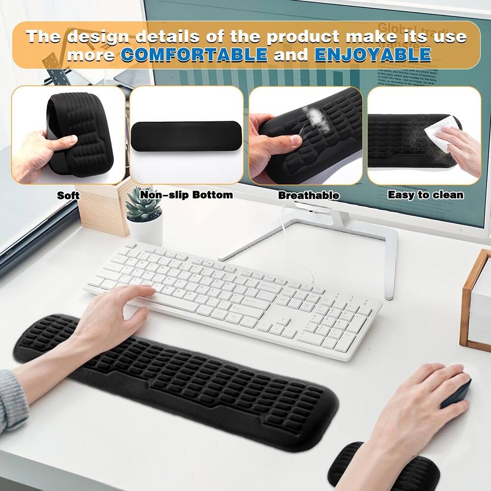 RTMB Ergonomic Mouse Wrist Rest – Memory Foam, Non Slip Base, Wave ...