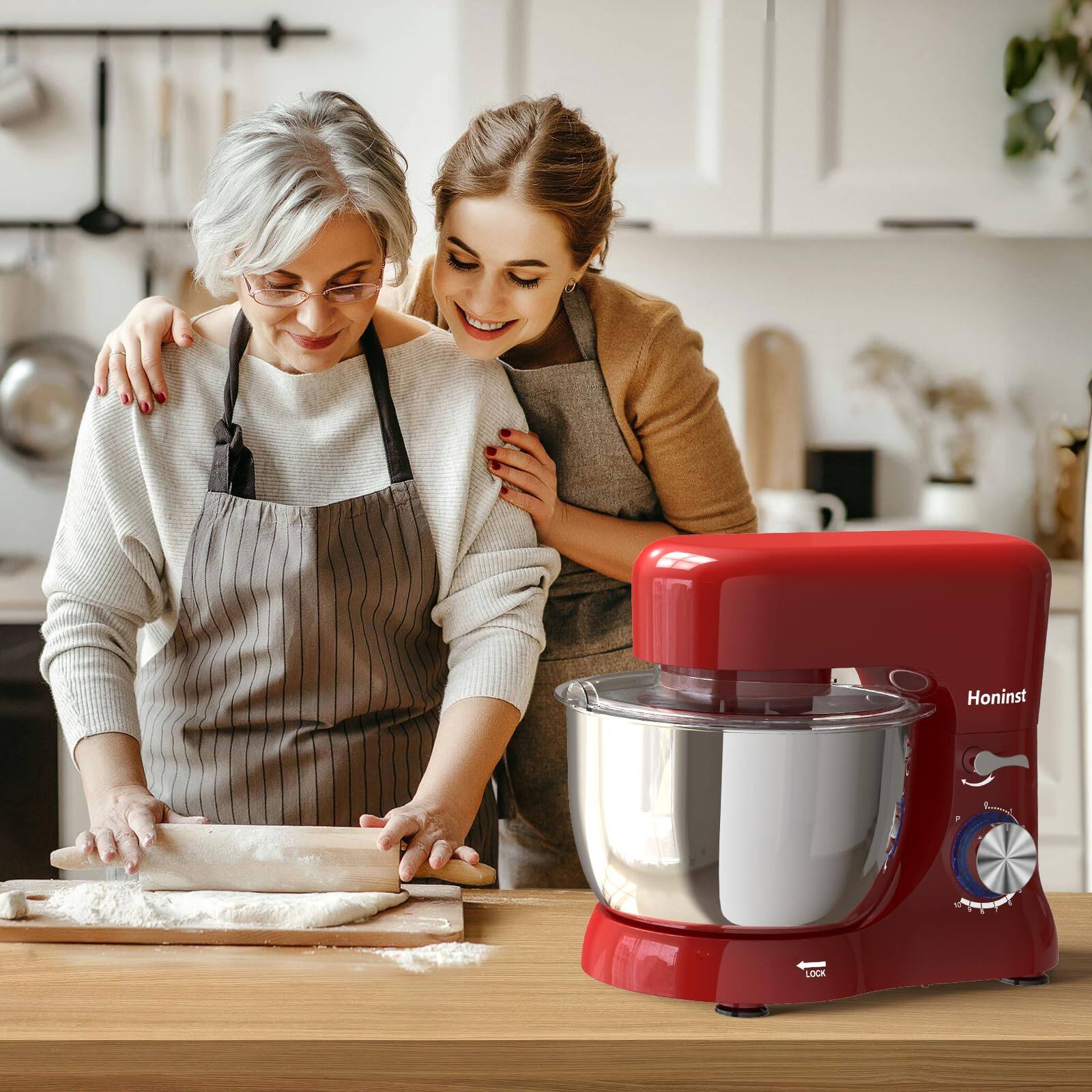 Honinst 5.5 qt. 3 In 1 Electric Stand Mixer with 10 Speed, Anti Slip ...