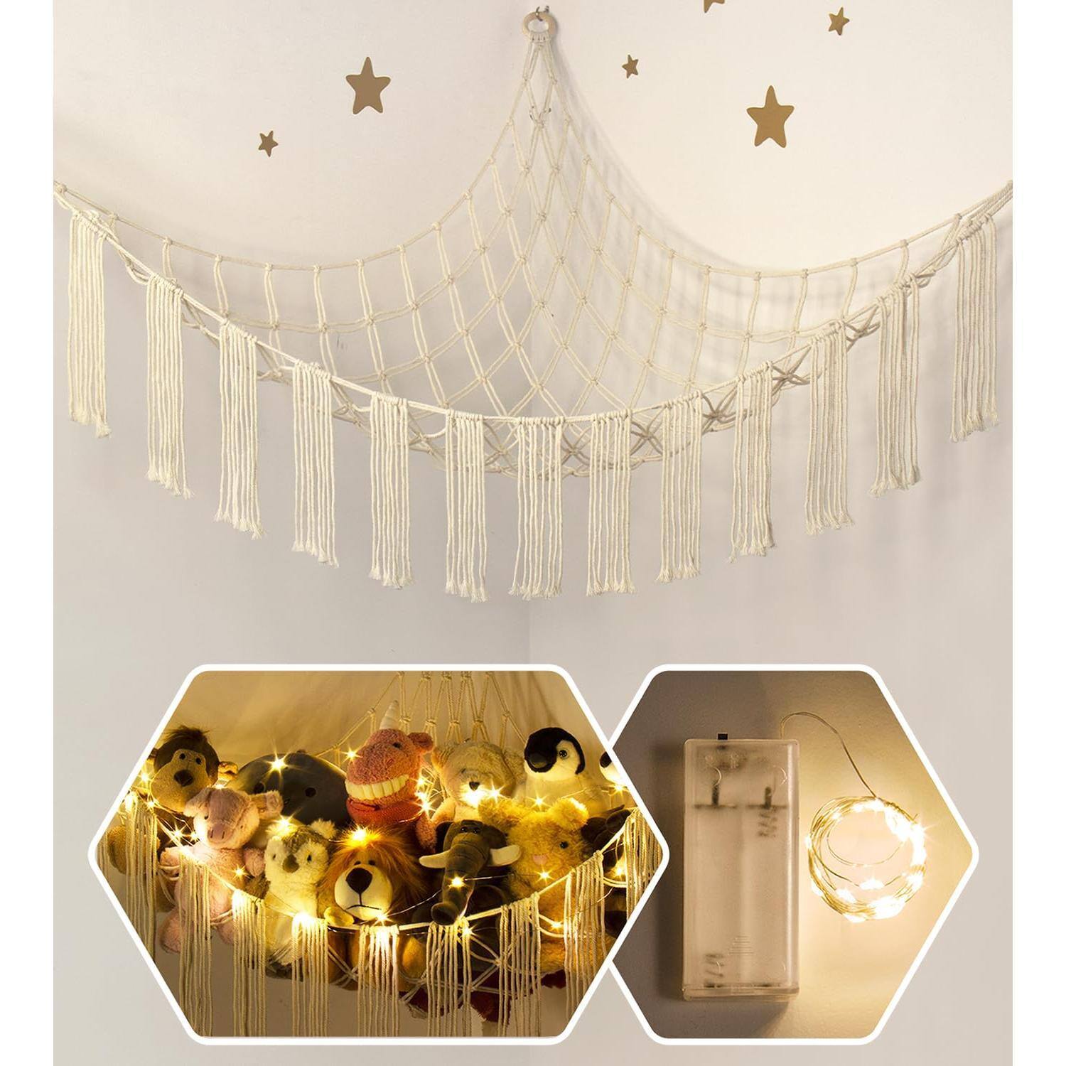 Live At Space Stuffed Animal Hammock Corner With Led Light Storage ...