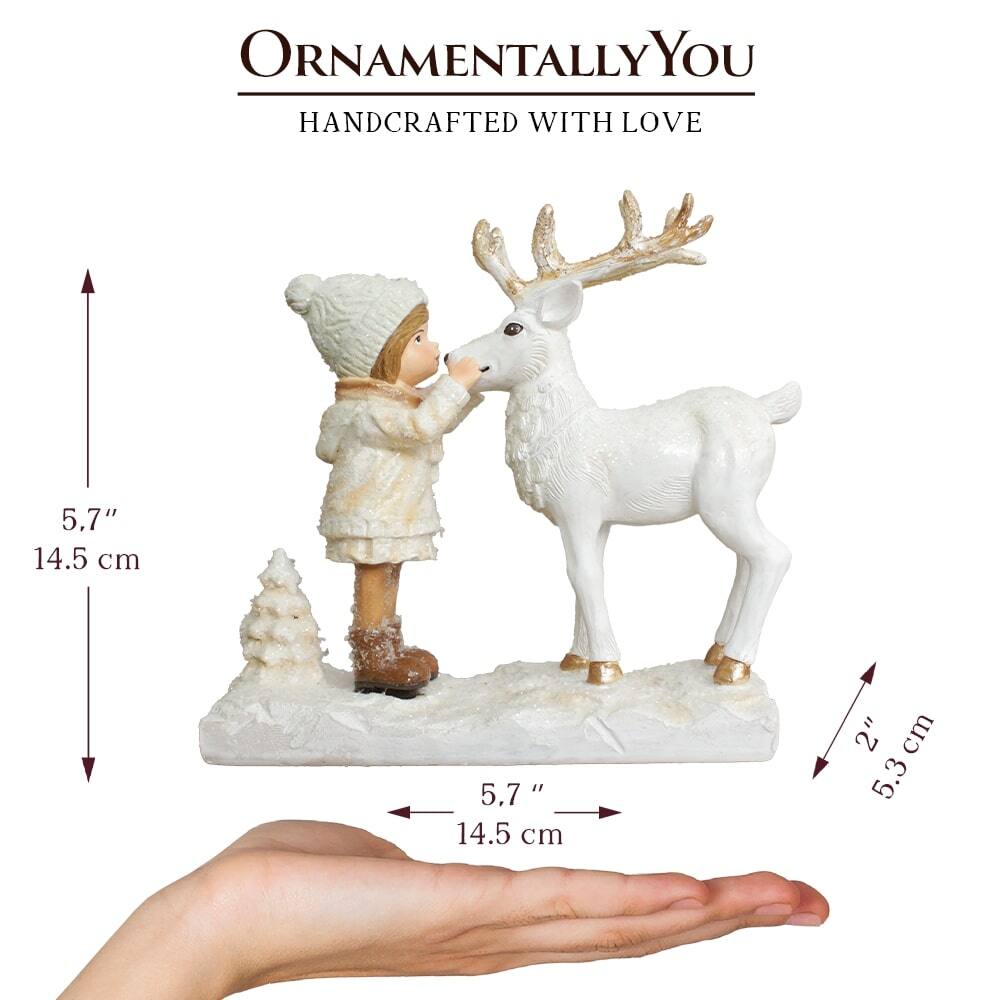 OrnamentallyYou Charming Deer and Little Girl Figurine, 7.5" Vintage ...