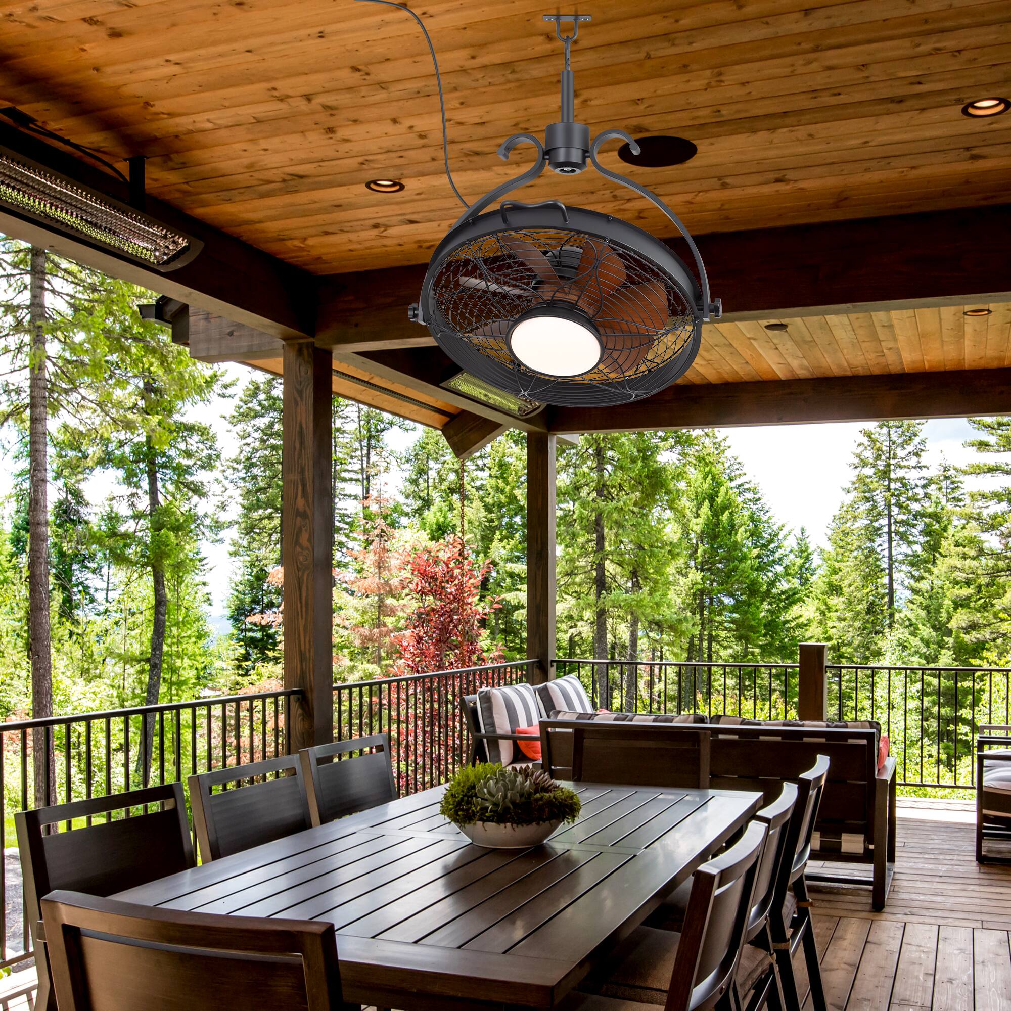 Breezary 23.6" Hook Mount Waterproof Ceiling Fan with 3 Color Light, 6 ...