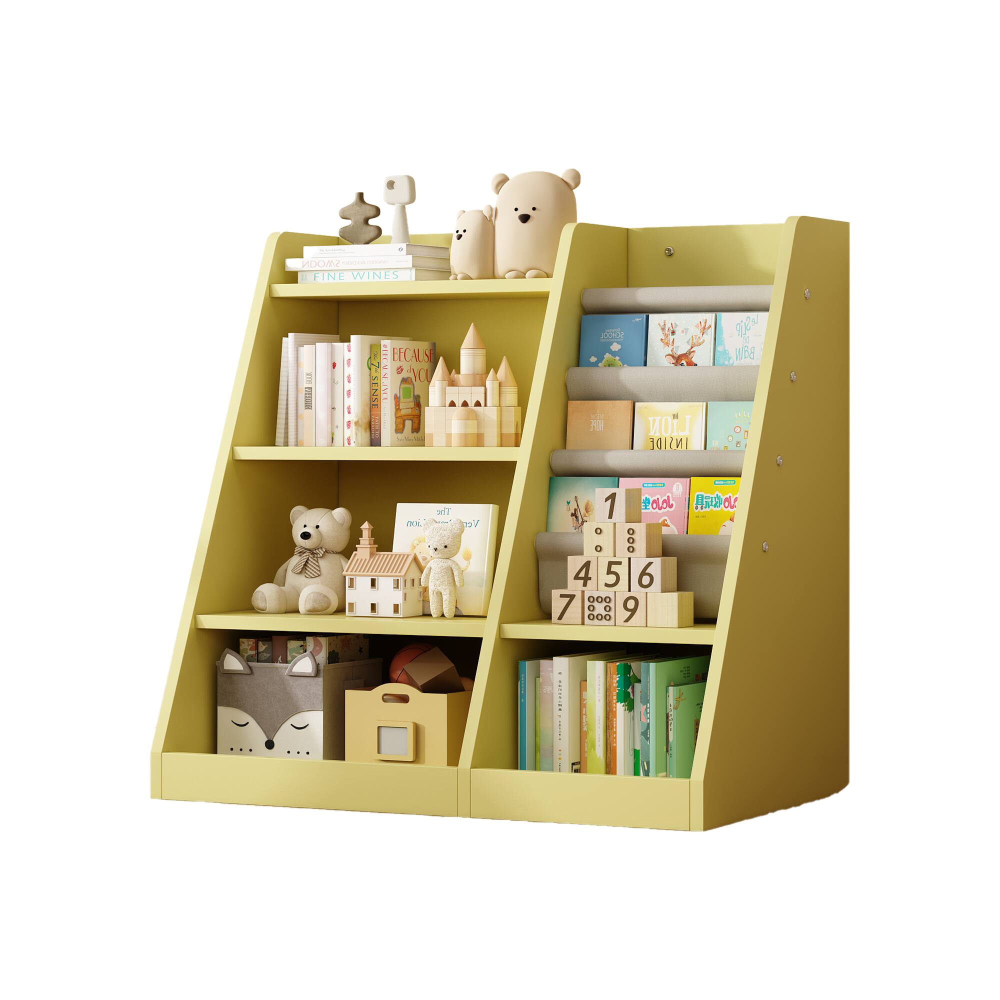 Tiramisubest Kids Bookshelf, Children Bookcase, Wooden Toy Storage ...