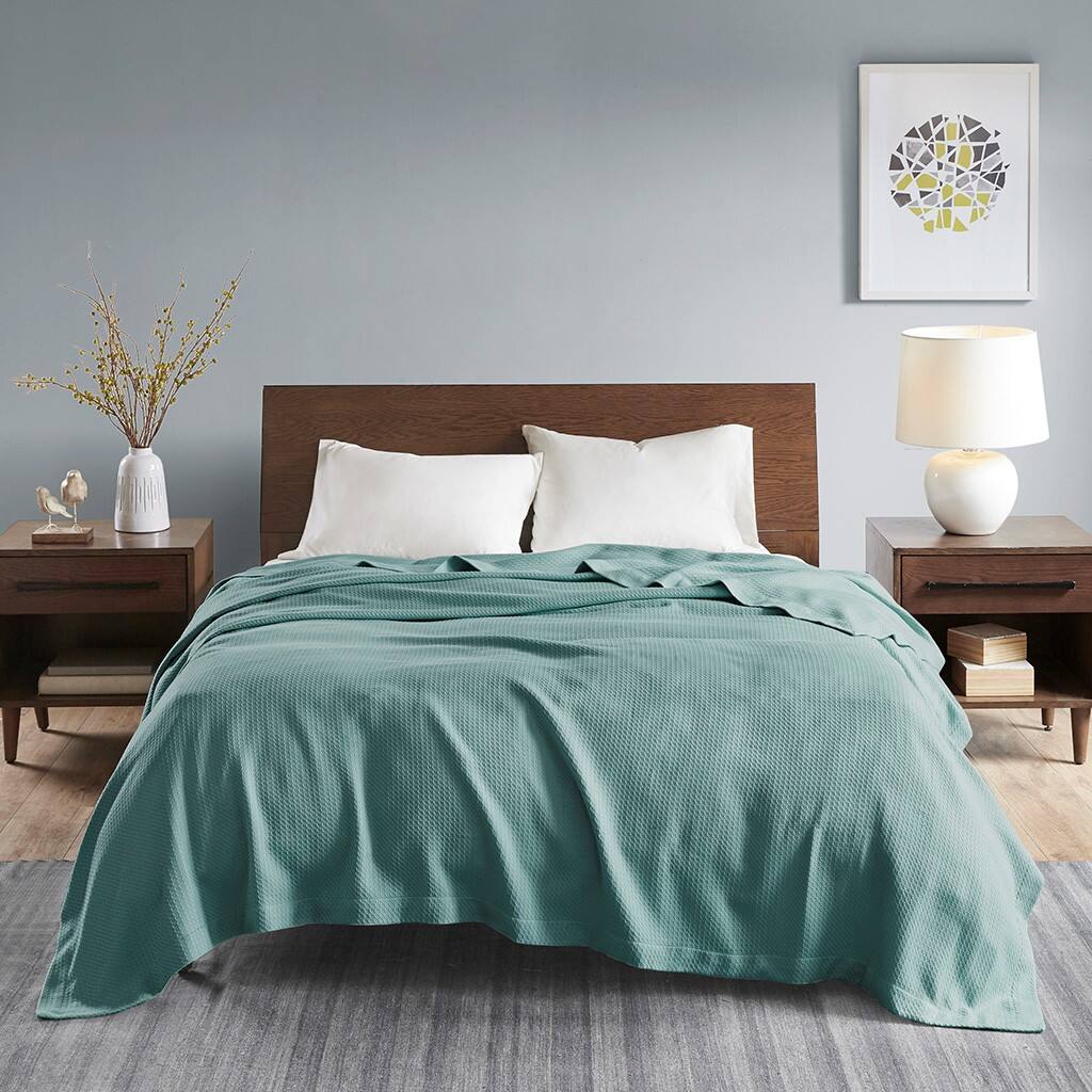 Gracie Mills Caitlin Pure Comfort Egyptian Cotton Blanket Teal 2346 ...
