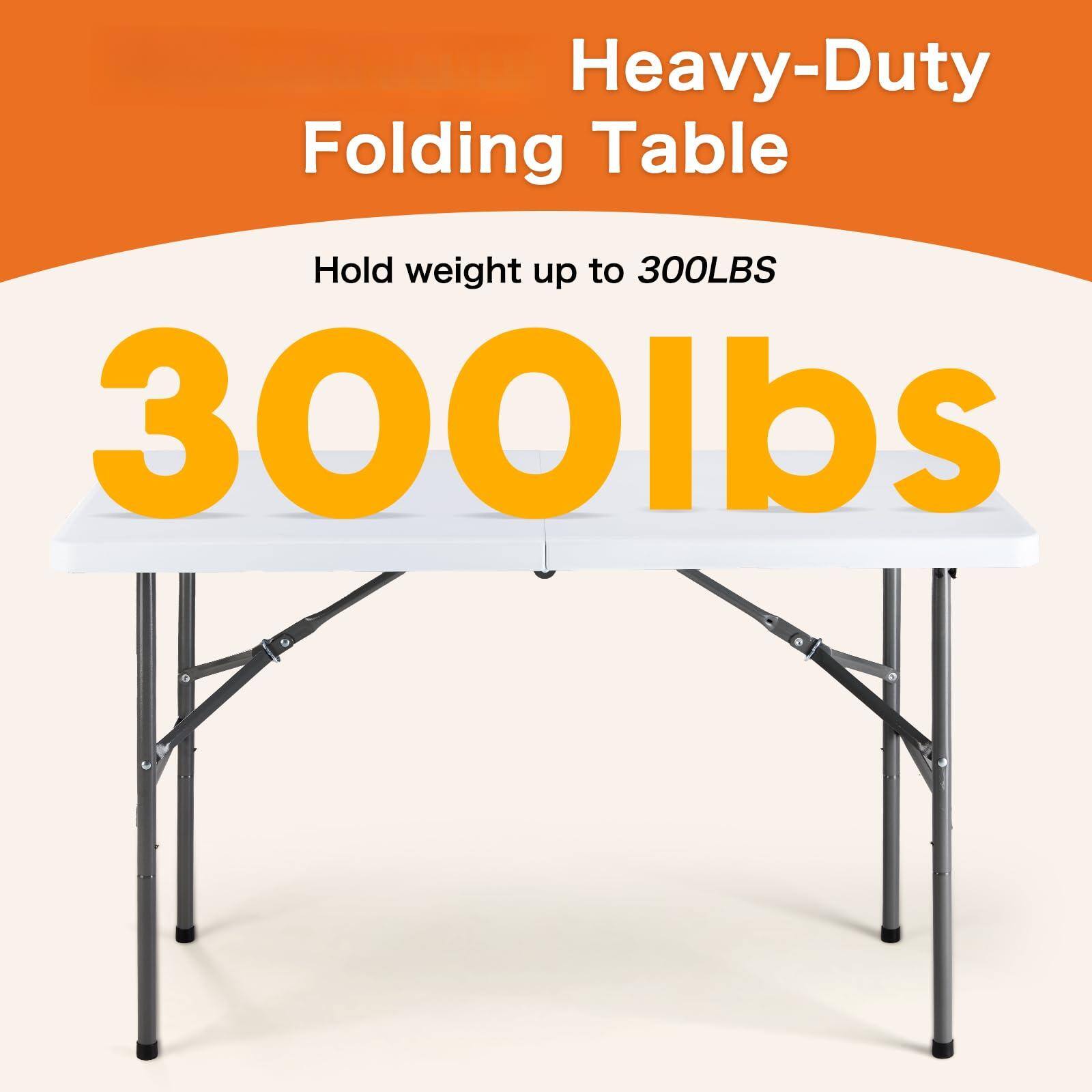 JETRANSPORT 4ft Plastic Folding Table Outdoor Indoor Heavy Duty ...