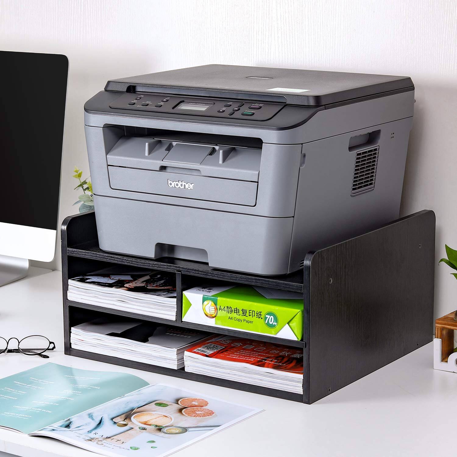 Paradigms Interiors 3 Tier Desktop Printer Stand With Storage Paper ...