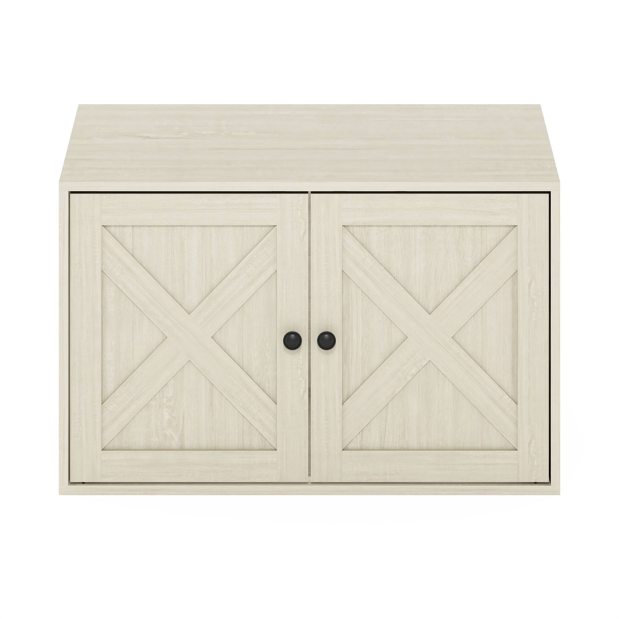 Furinno Peli Farmhouse Cat Litter Box Enclosure White Wash FH22302WW ...