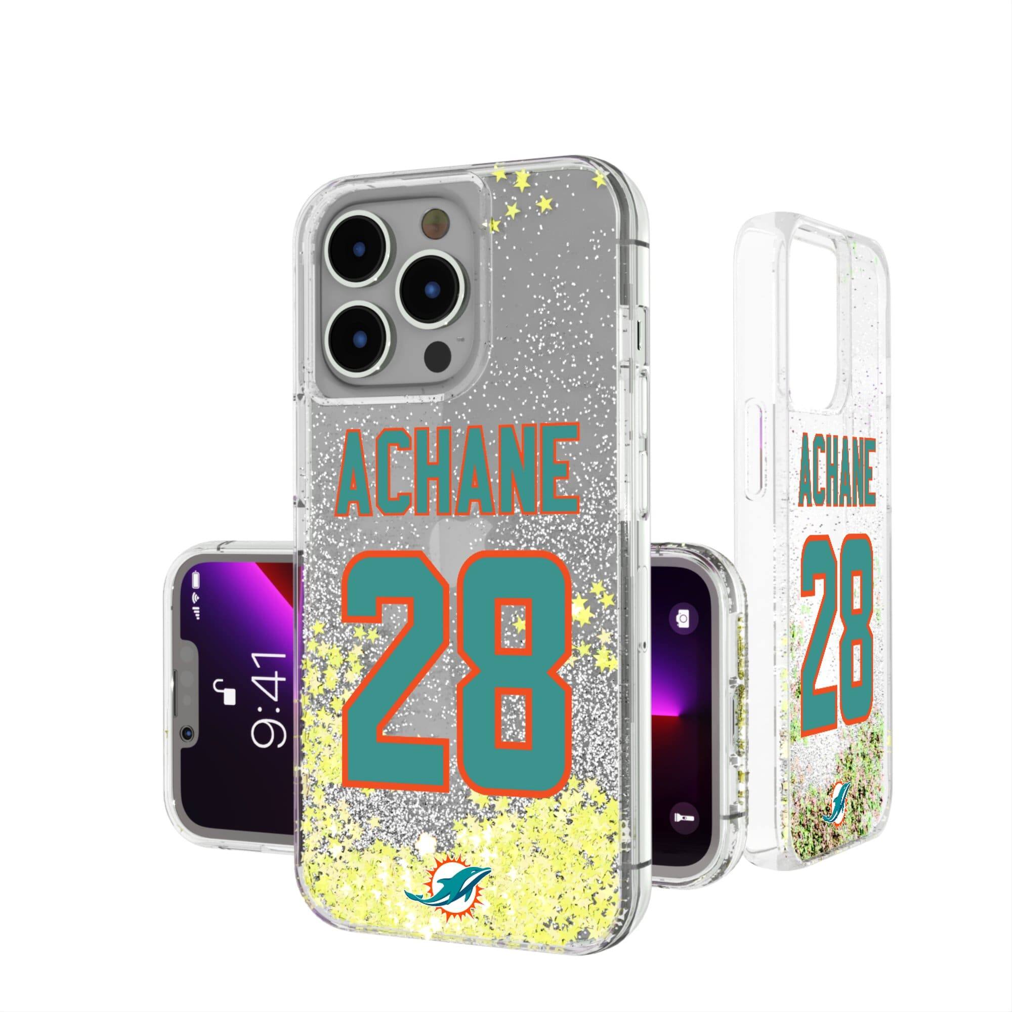 Keyscaper NFL De Von Achane Miami Dolphins iPhone Glitter Phone Case 16 ...