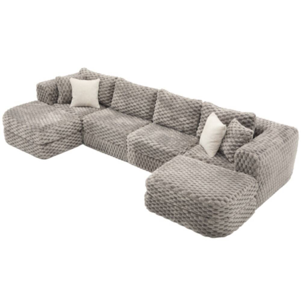 LUCKY ONE 135.4" Modular Boneless Sectional Sofa w/ Two Movable ...