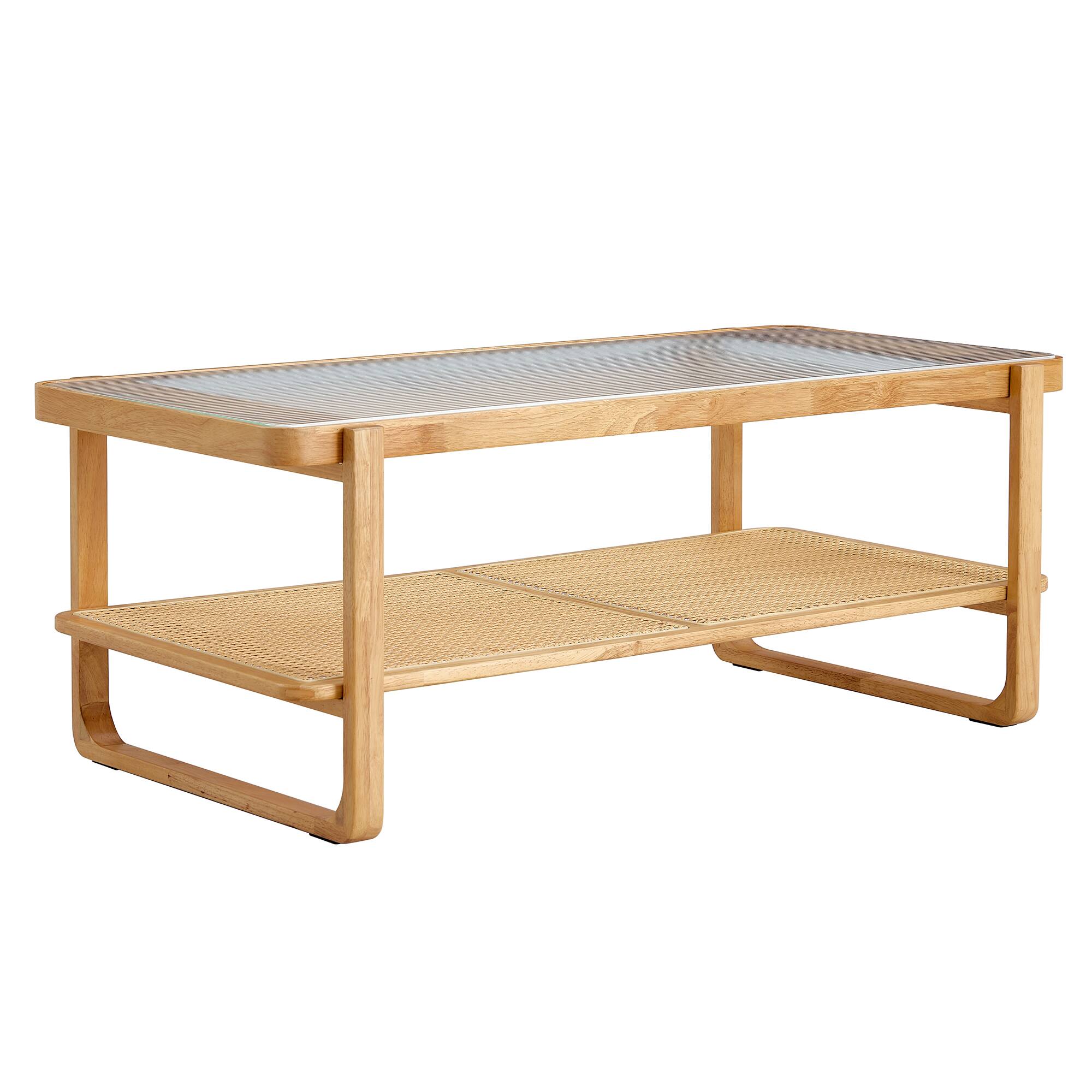 Ecooso Modern simple rectangle double layer solid wood Glass desktop ...