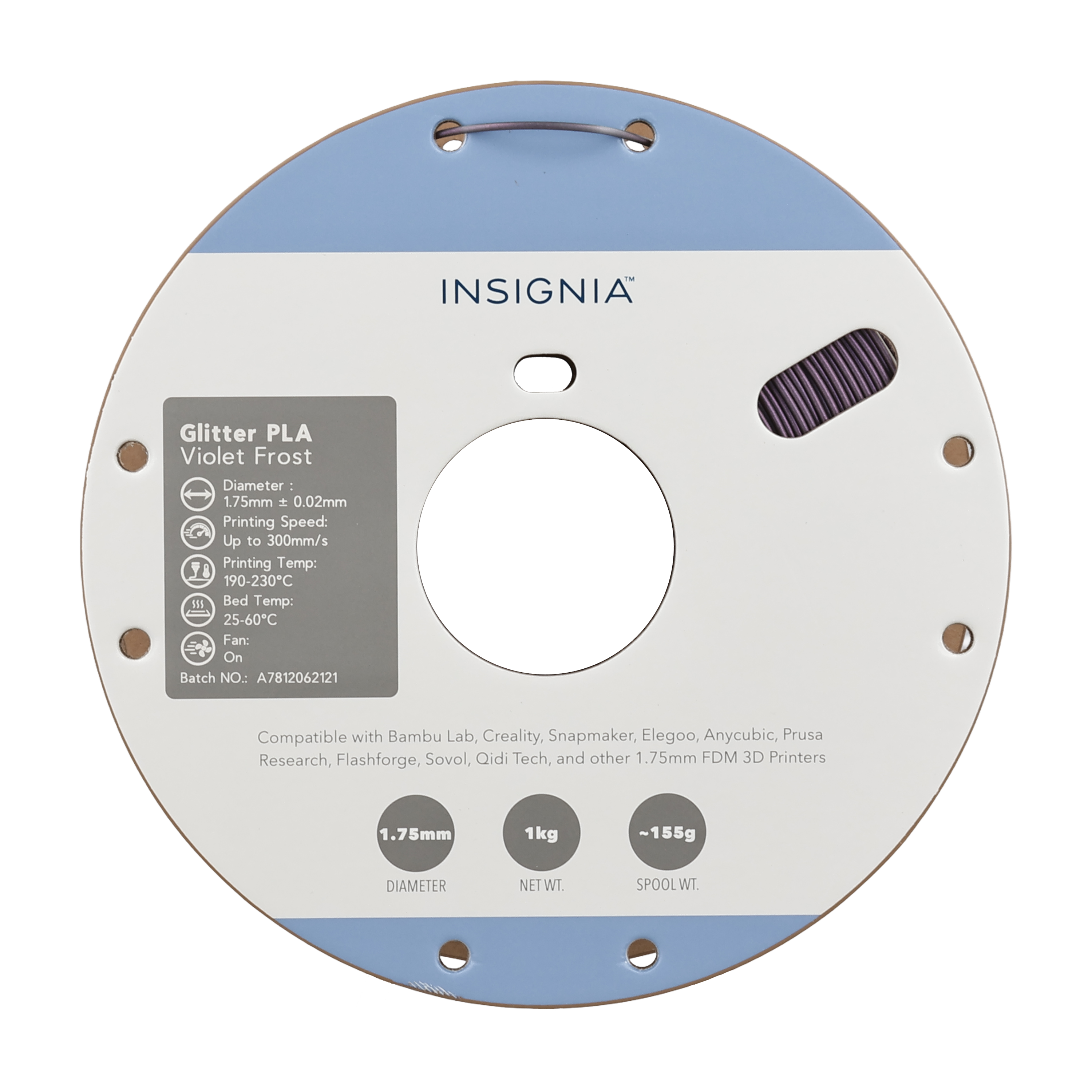 Insignia™ PLA Glitter 1.75mm Filament Violet Frost NS-3FSPPLA2SLN ...