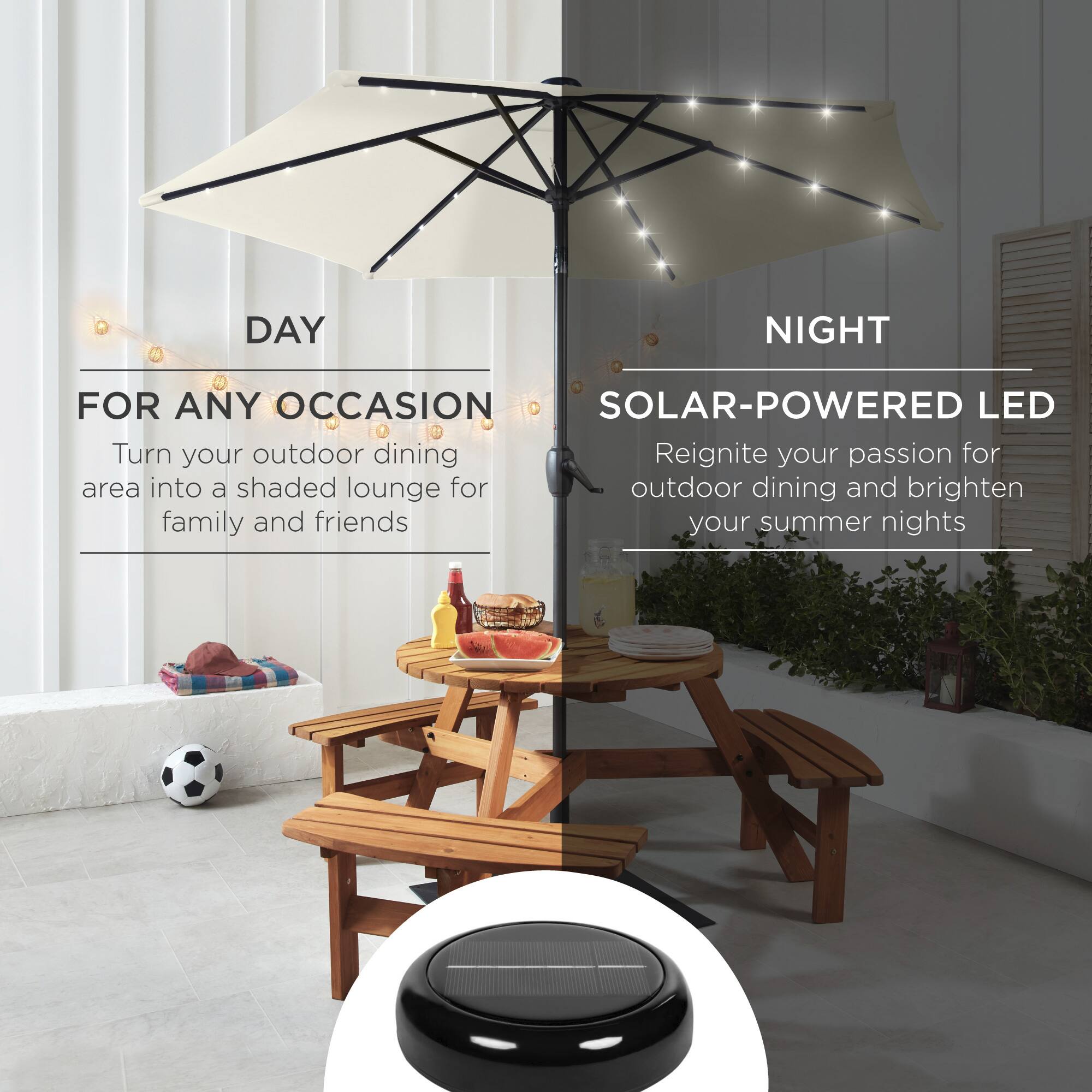 Best Choice Products 7.5ft Outdoor Solar Patio Umbrella for Deck, Pool ...