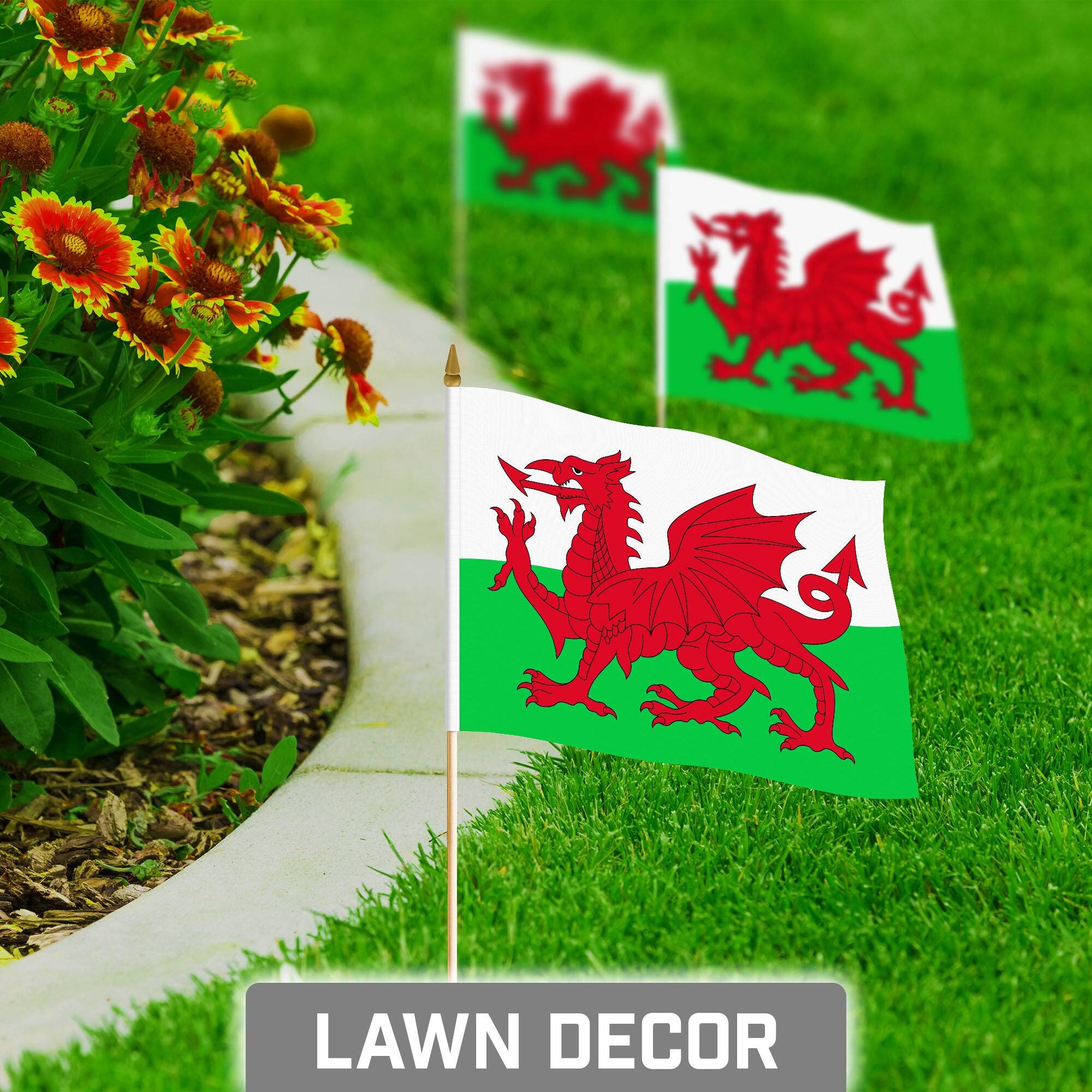 G128 30 Pack Wales Handheld Stick Flags, 8" x 12" Printed 150D ...