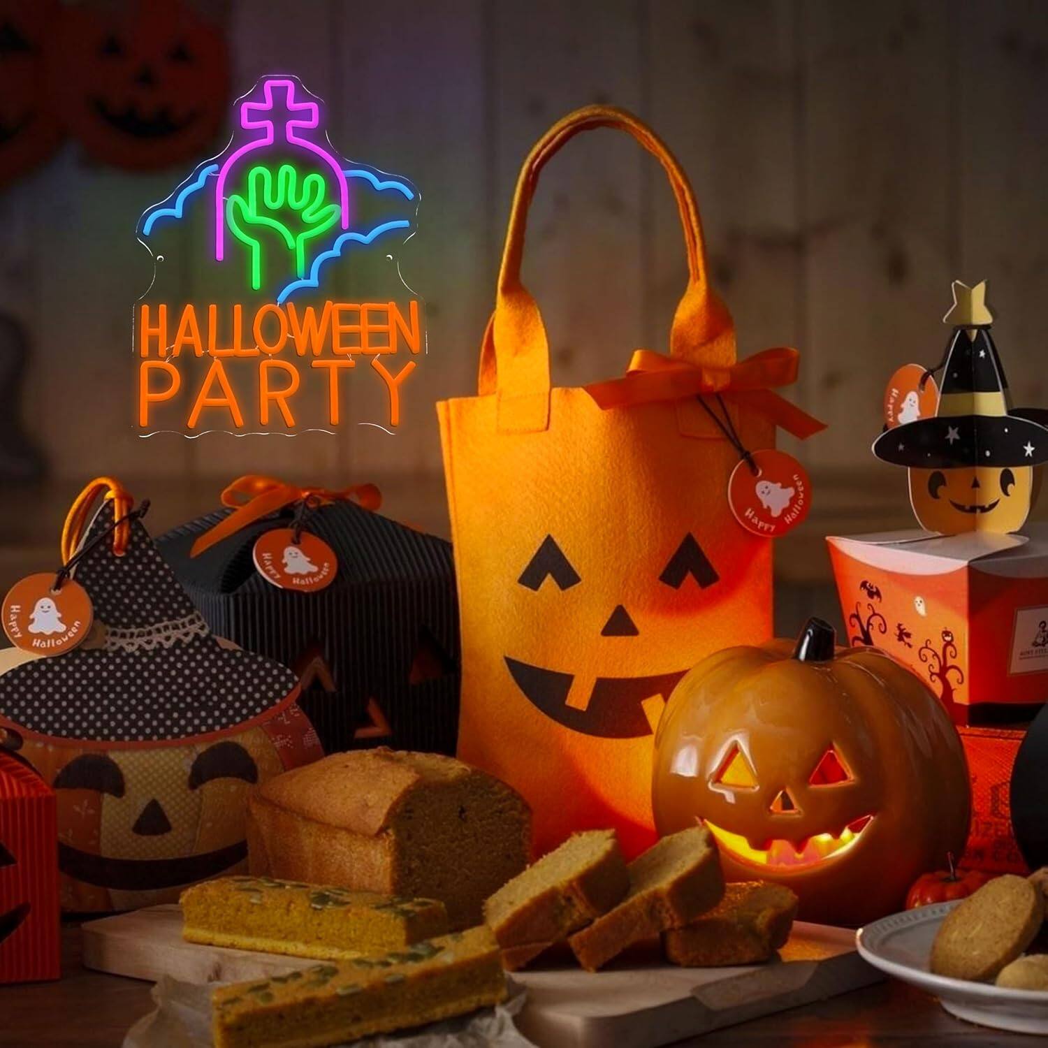 Auledio Halloween Party Neon Sign USB Powered Gothic Tombstone Light up ...