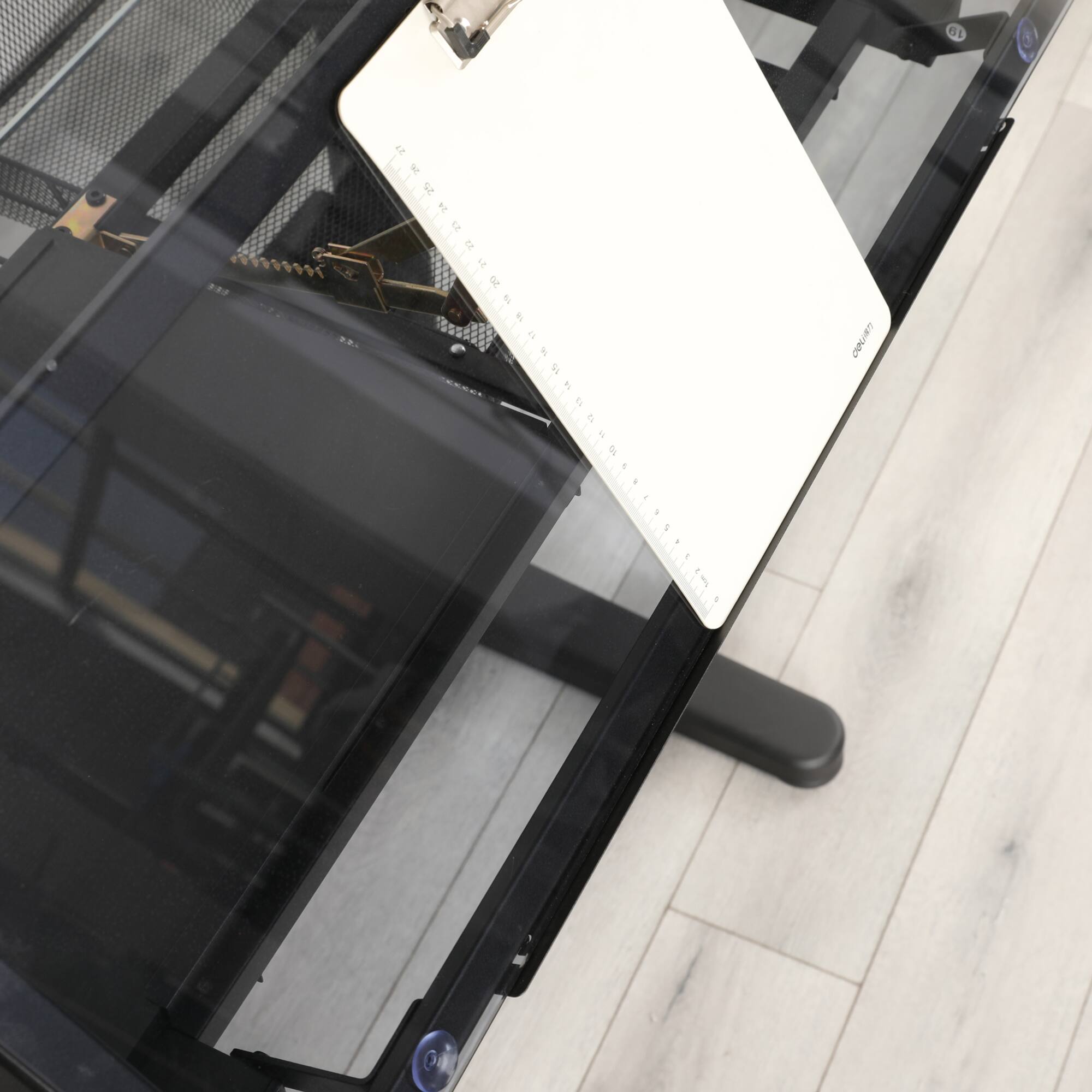 GOODSILO Hand Crank Adjustable Drafting Table with Tilting Glass Top ...