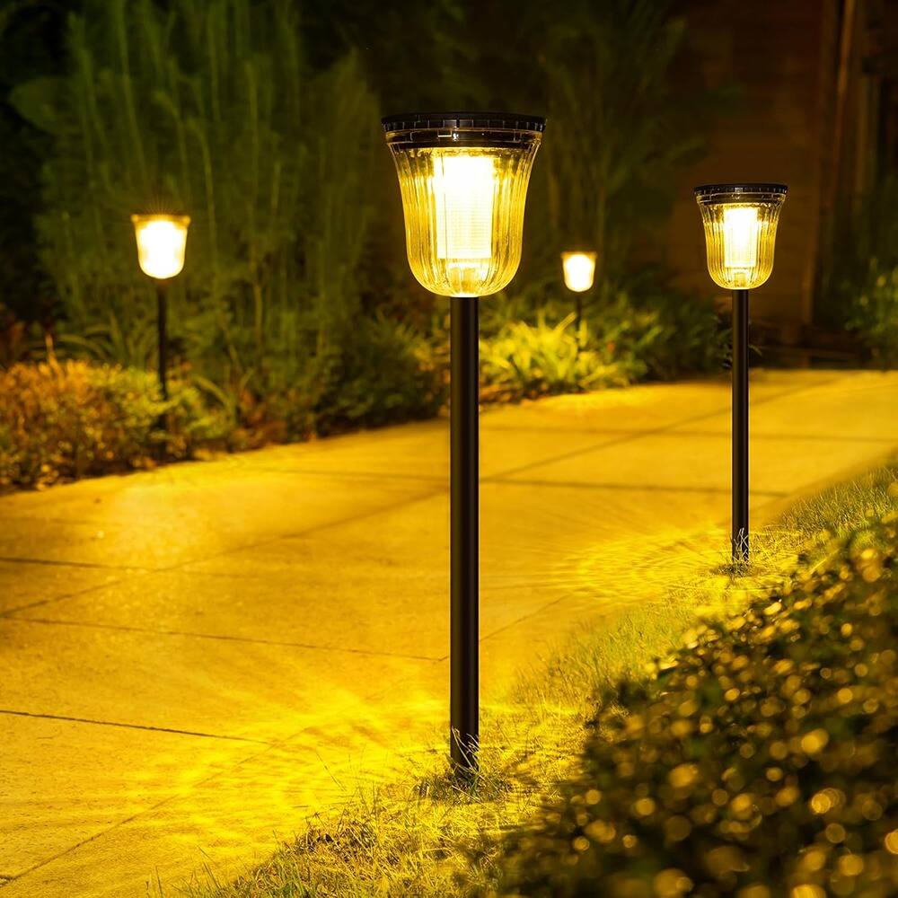 MOSZAR LLC 4 Pack Bright Solar Path Lights Outdoor, IP65 Waterproof ...