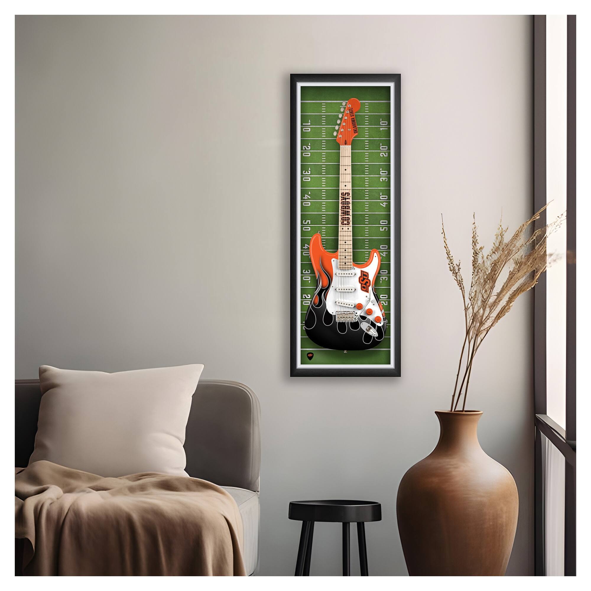Sporticulture Oklahoma State Cowboys 14" x 37" Electric Guitar Framed ...
