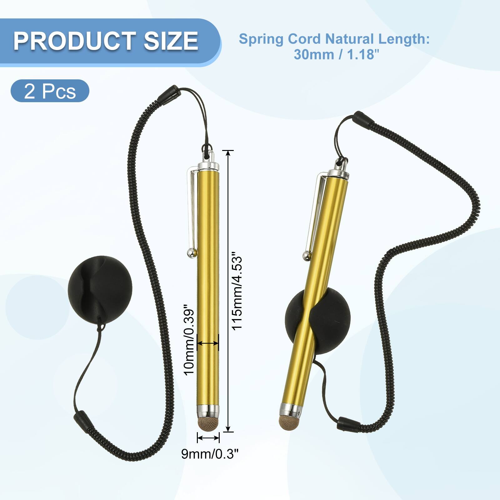 Unique Bargains 2pcs Screen Capacitive Pen with Spring Rope Fixing Dock ...