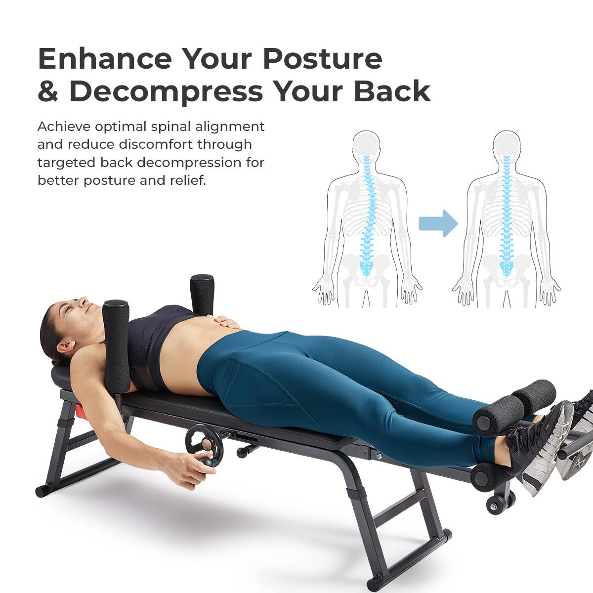 Sunny Health & Fitness Inversion Traction & Stretch Decompression Table ...