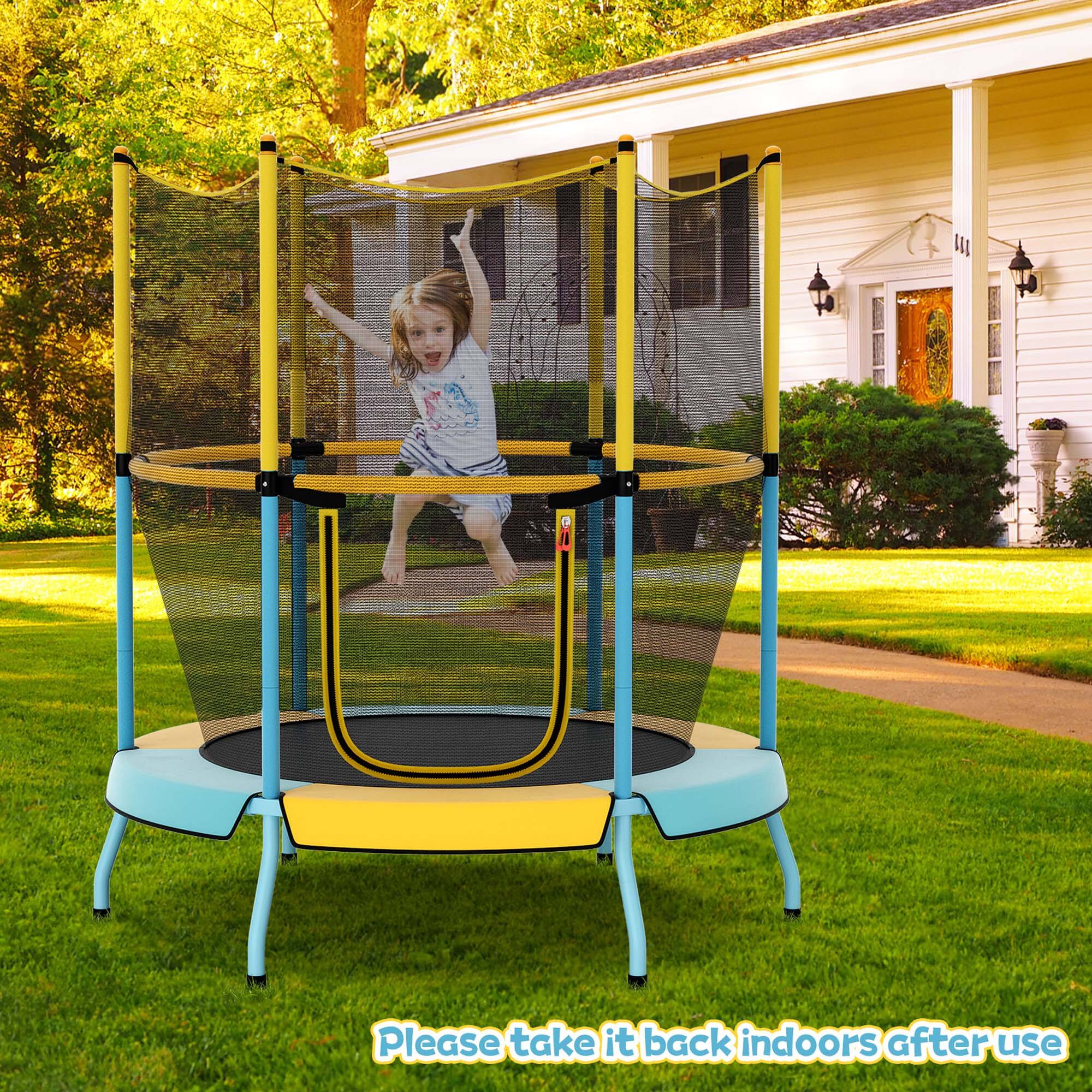 Costway 48" Toddler Trampoline for Kids with Safety Enclosure Net Heavy ...