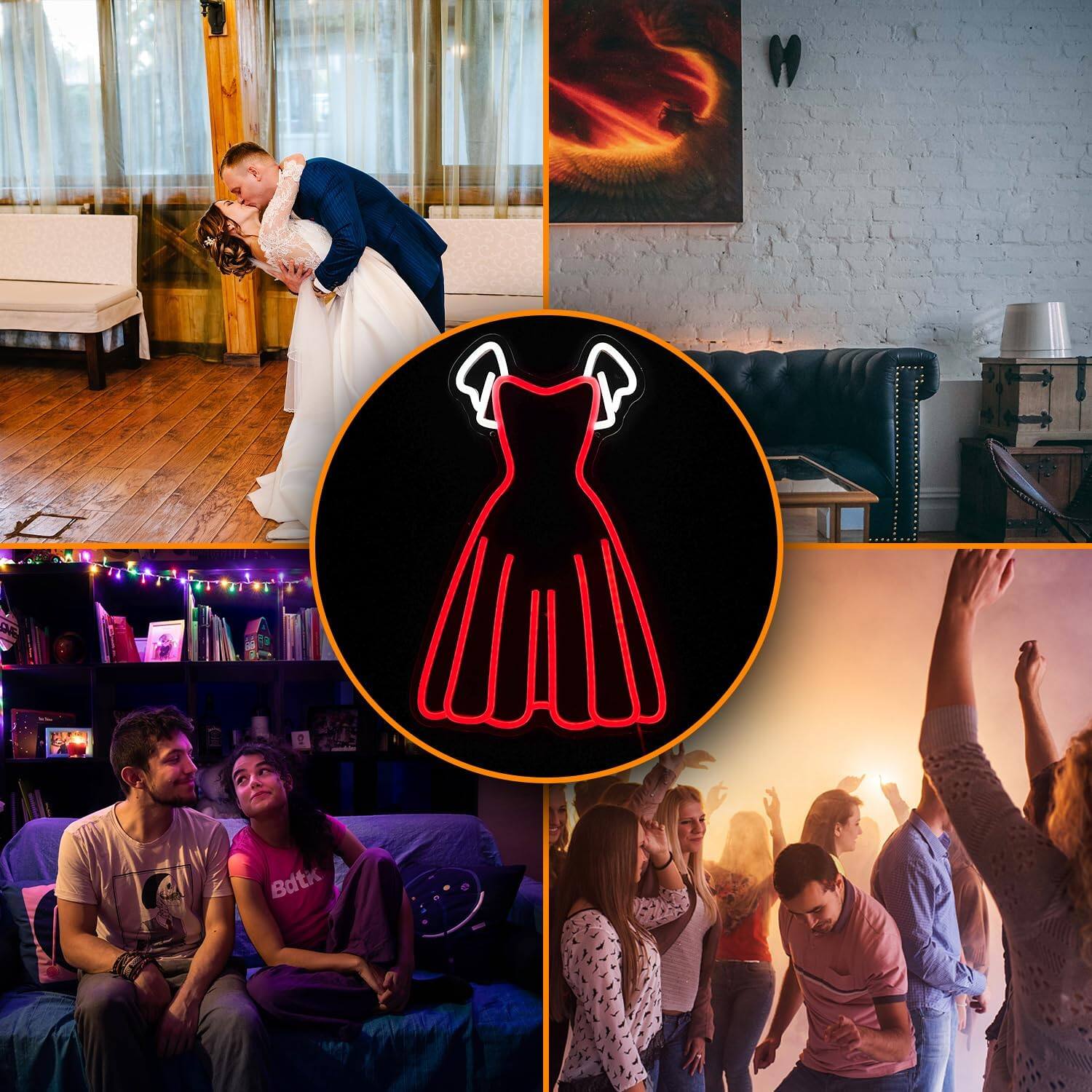 Auledio Neon LED Skirt Lights Sign for Wall Decor Dimmable, Fitting ...