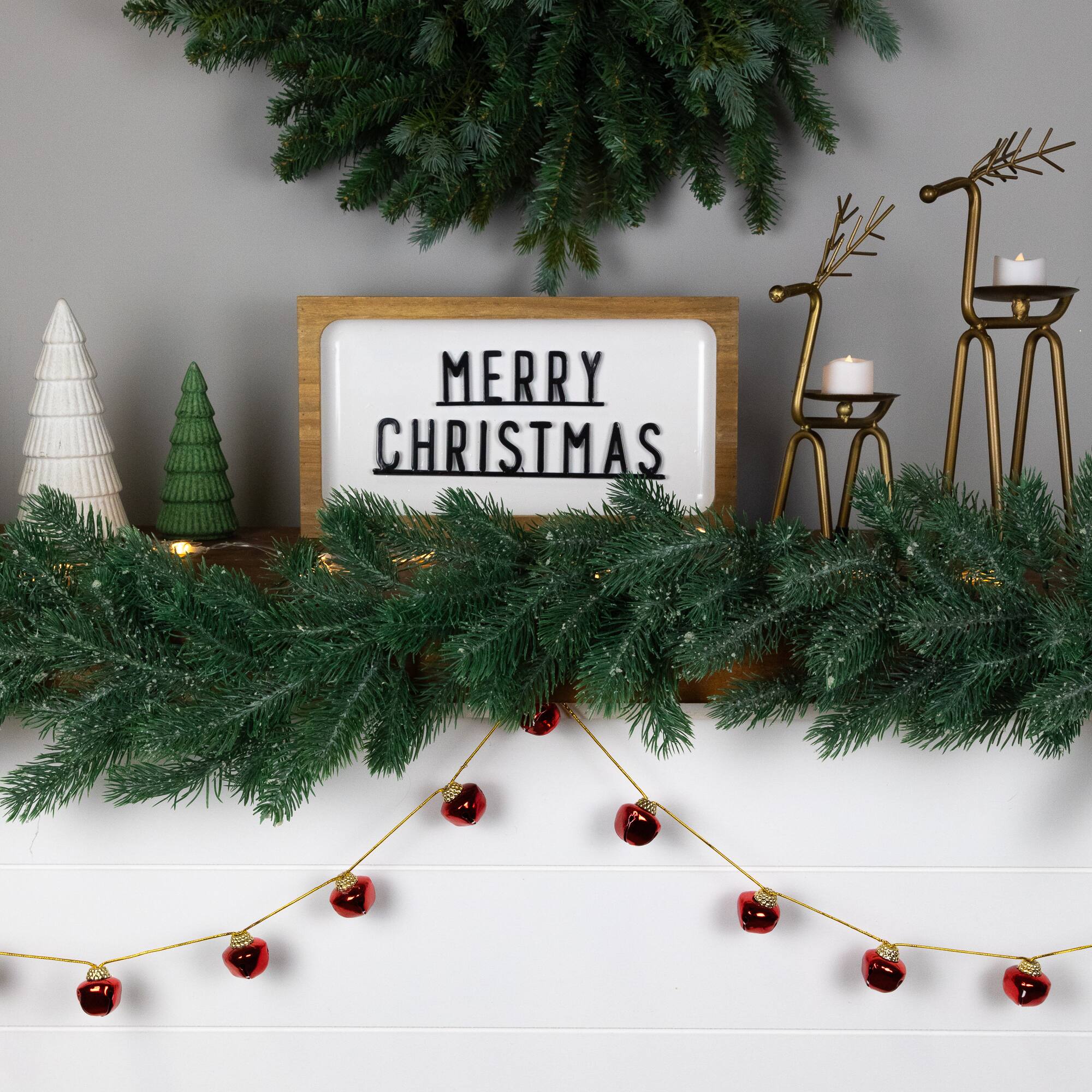 Northlight Shiny Christmas Jingle Bells Metal Garland 7.5' x 1" Red ...