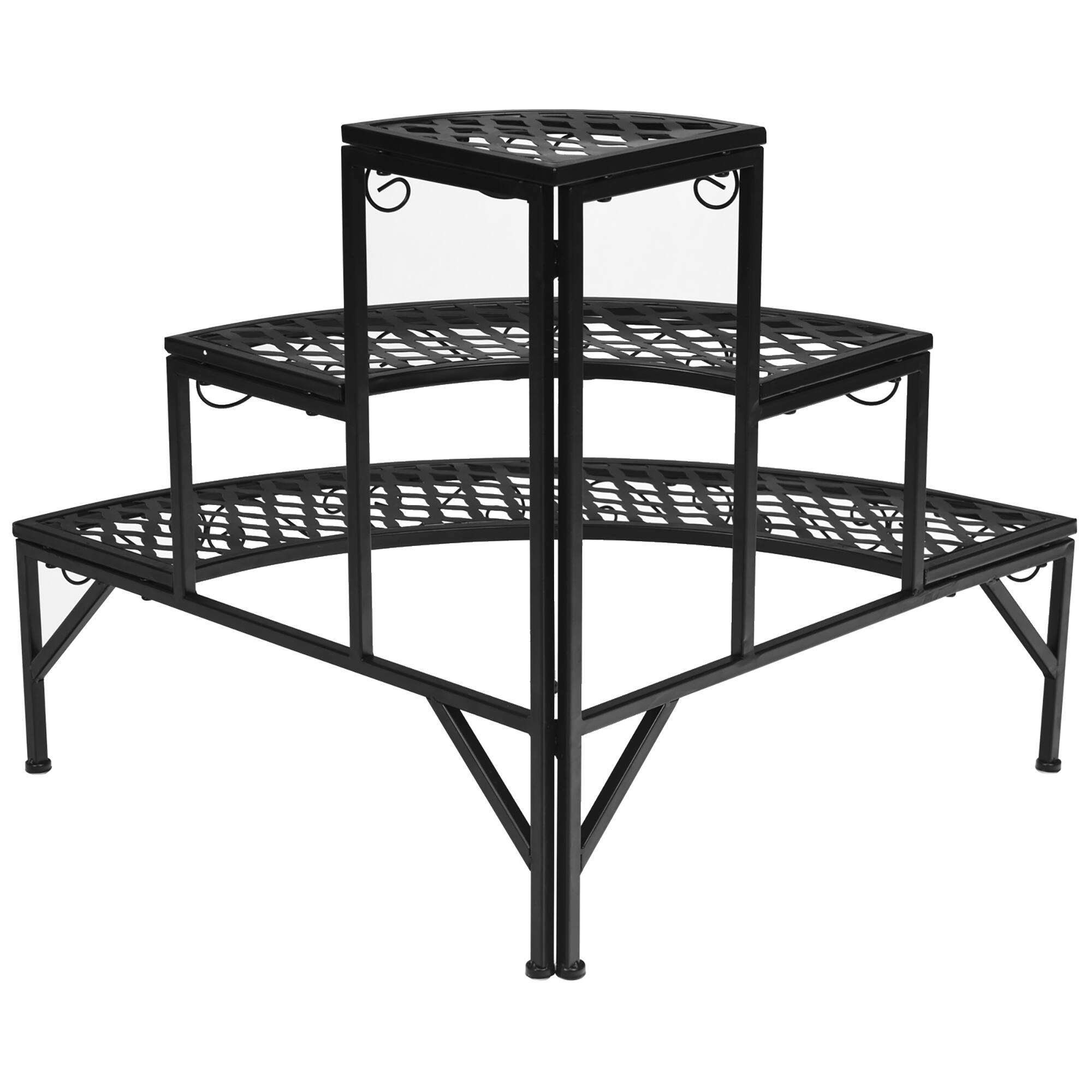 Costway Corner Plant Stand Metal 3 Tier Ladder Potted Shelf Flower ...