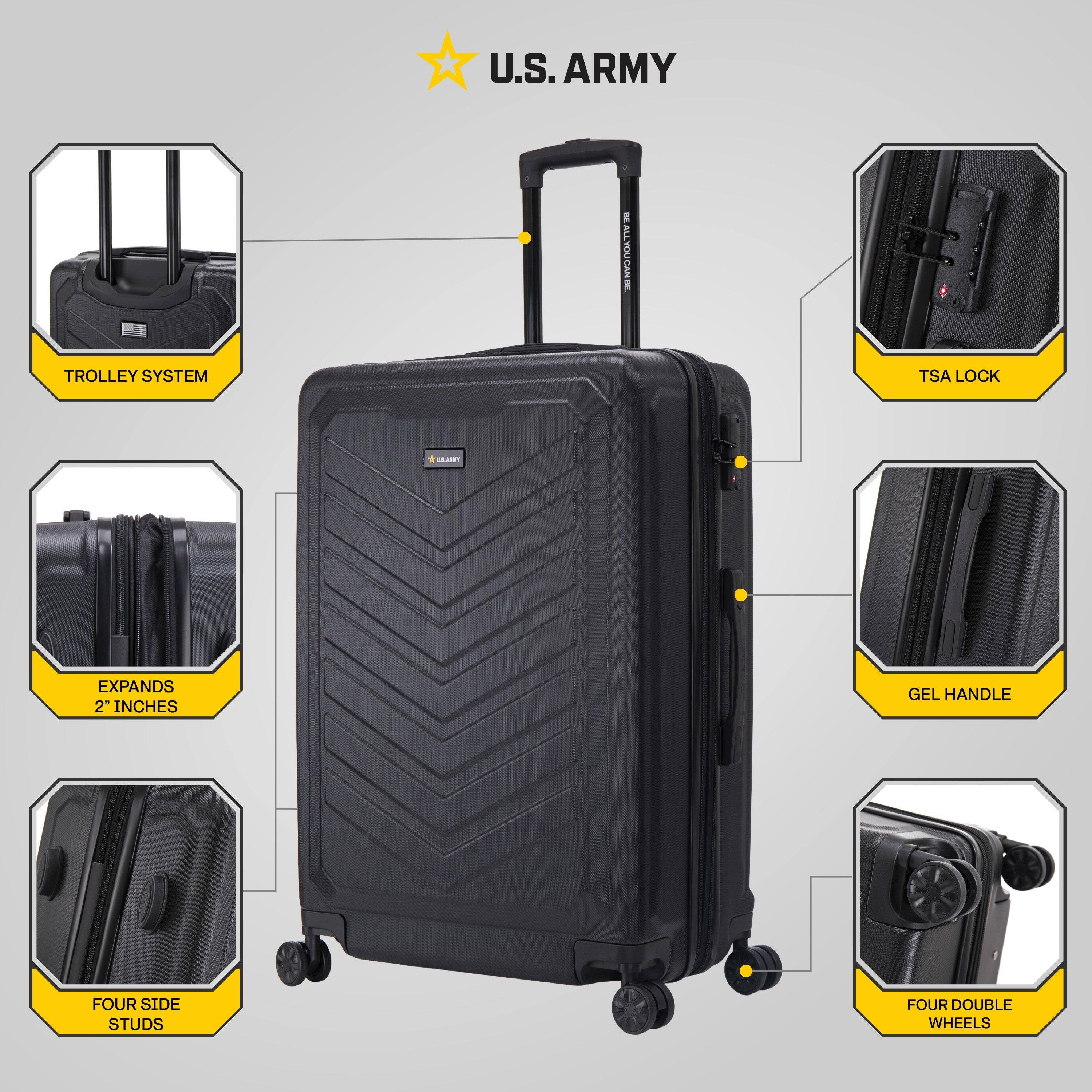 US Army FOX PRO 28'' Expandable Large Suitcase with TSA Lock Black ...