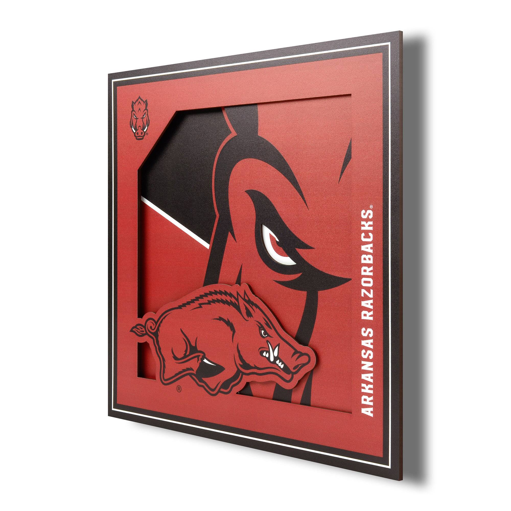 YouTheFan Arkansas Razorbacks 12'' x 12'' 3D Logo Wall Art Multicolor ...