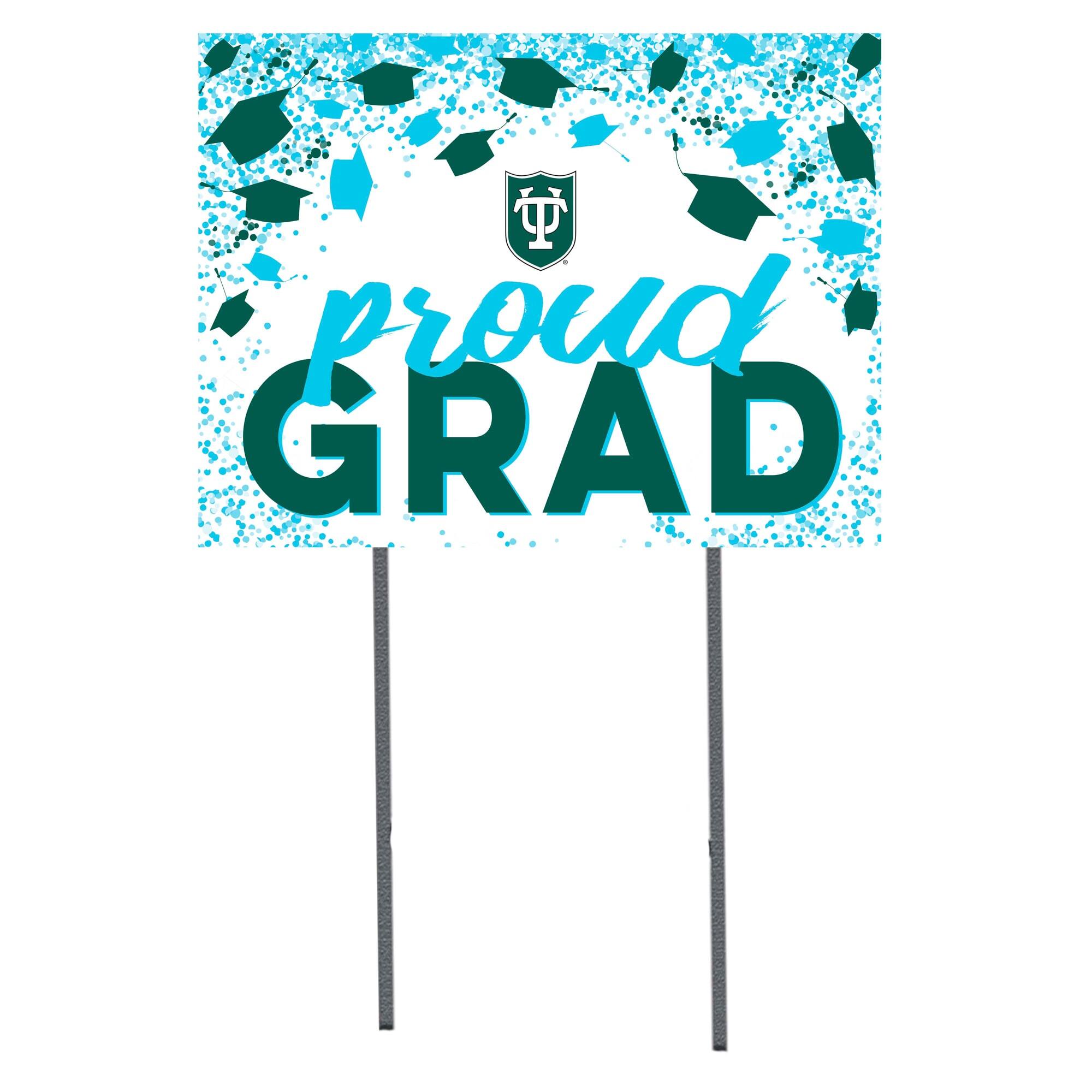 Jardine Tulane Green Wave 18" x 24" Proud Grad Yard Sign White ...