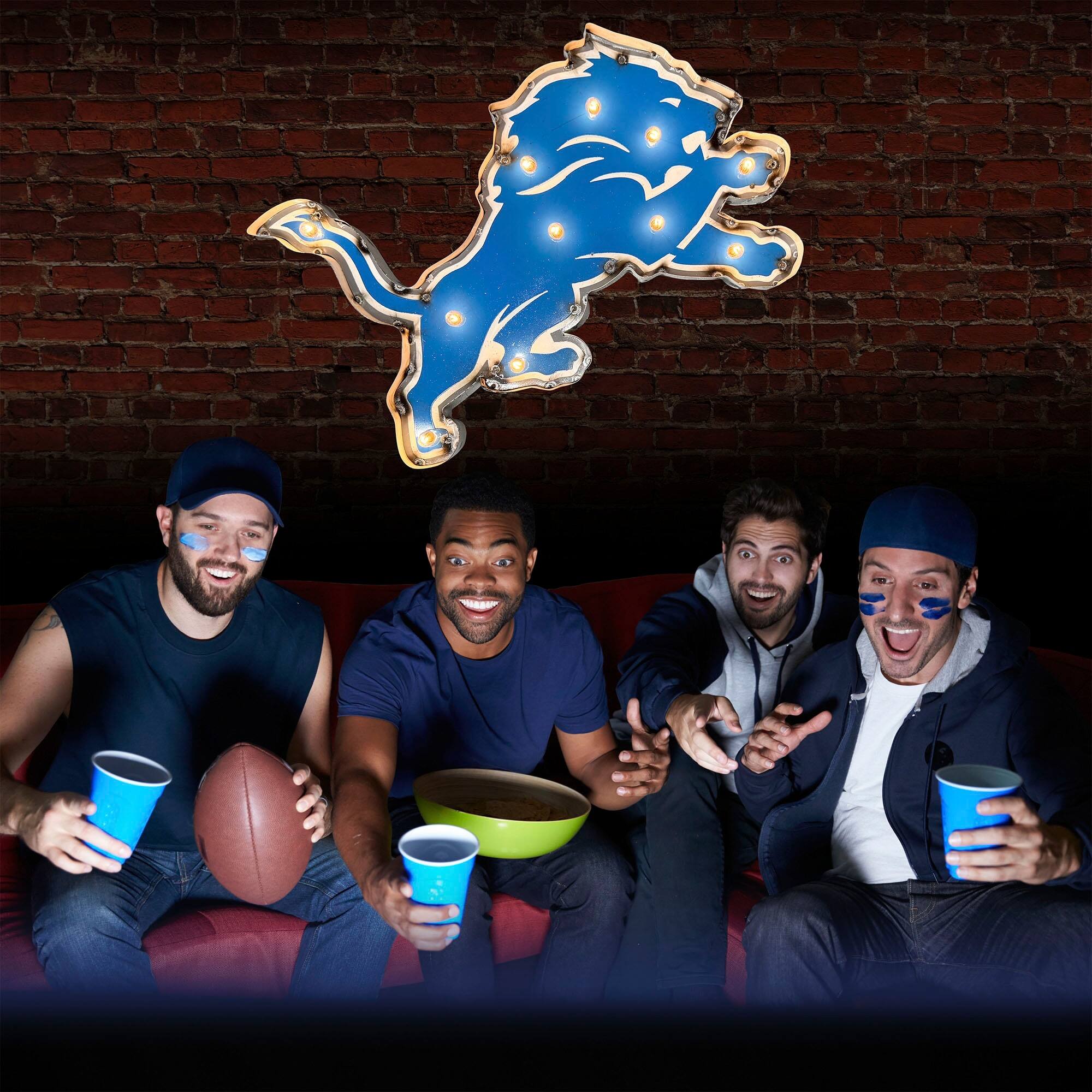 Imperial Detroit Lions Logo Lighted Recycled Metal Sign Blue 203374269 ...