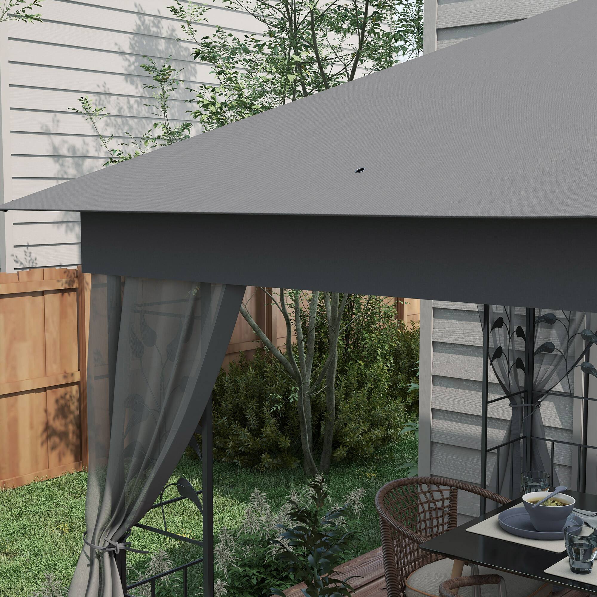 Outsunny 10' x 11.5' Metal Patio Gazebo, Double Roof Outdoor Gazebo Canopy Shelter with Tree ...