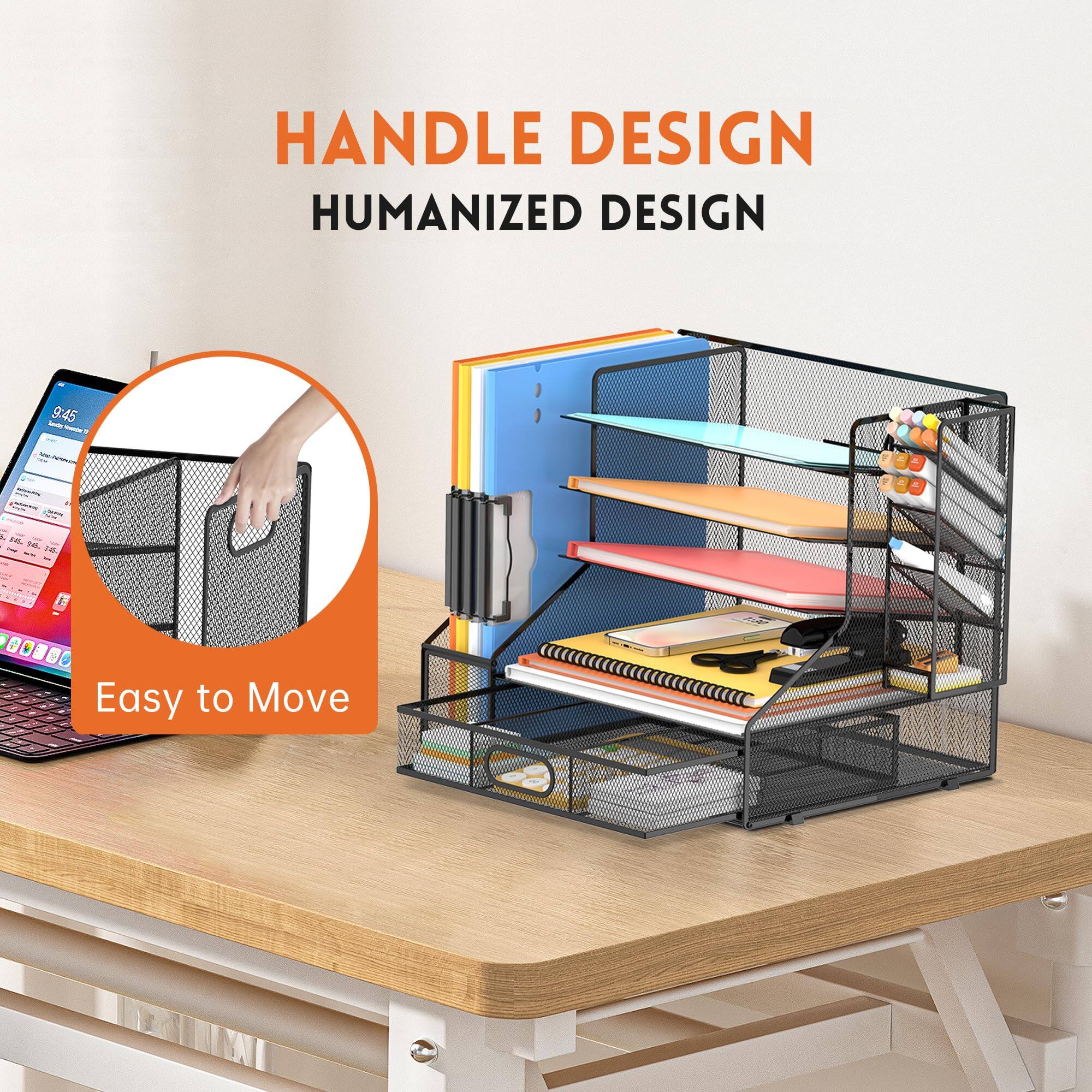 Dapper Styles Mesh Desk Organizer 5 tier Paper Letter Tray With File ...