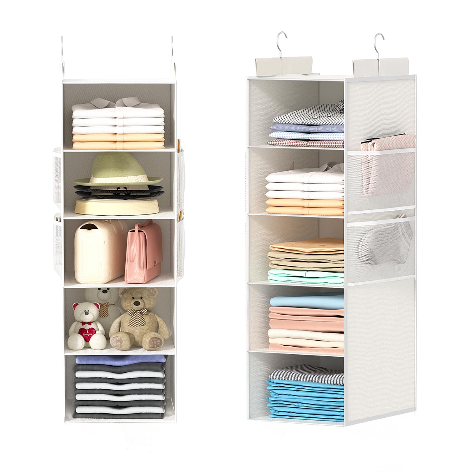 Dazzling Pops Extra Deep Hanging Closet Organizer with 6 Shelves and ...