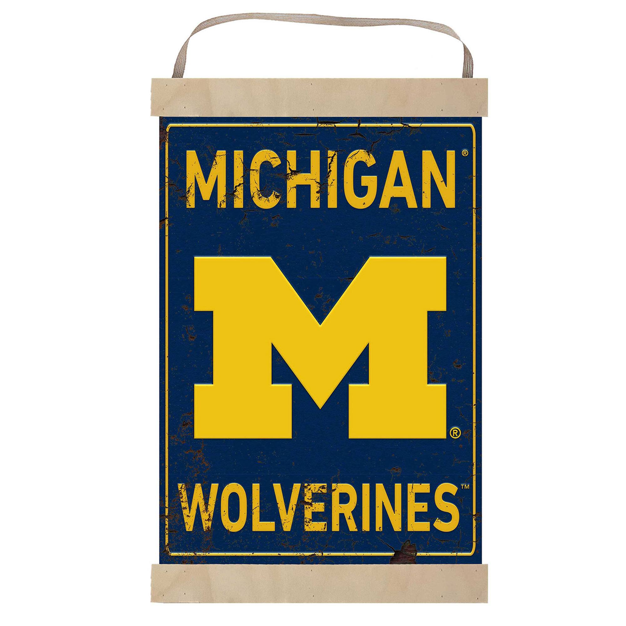 Jardine Michigan Wolverines Retro Logo Banner Sign Navy 4941822 - Best Buy