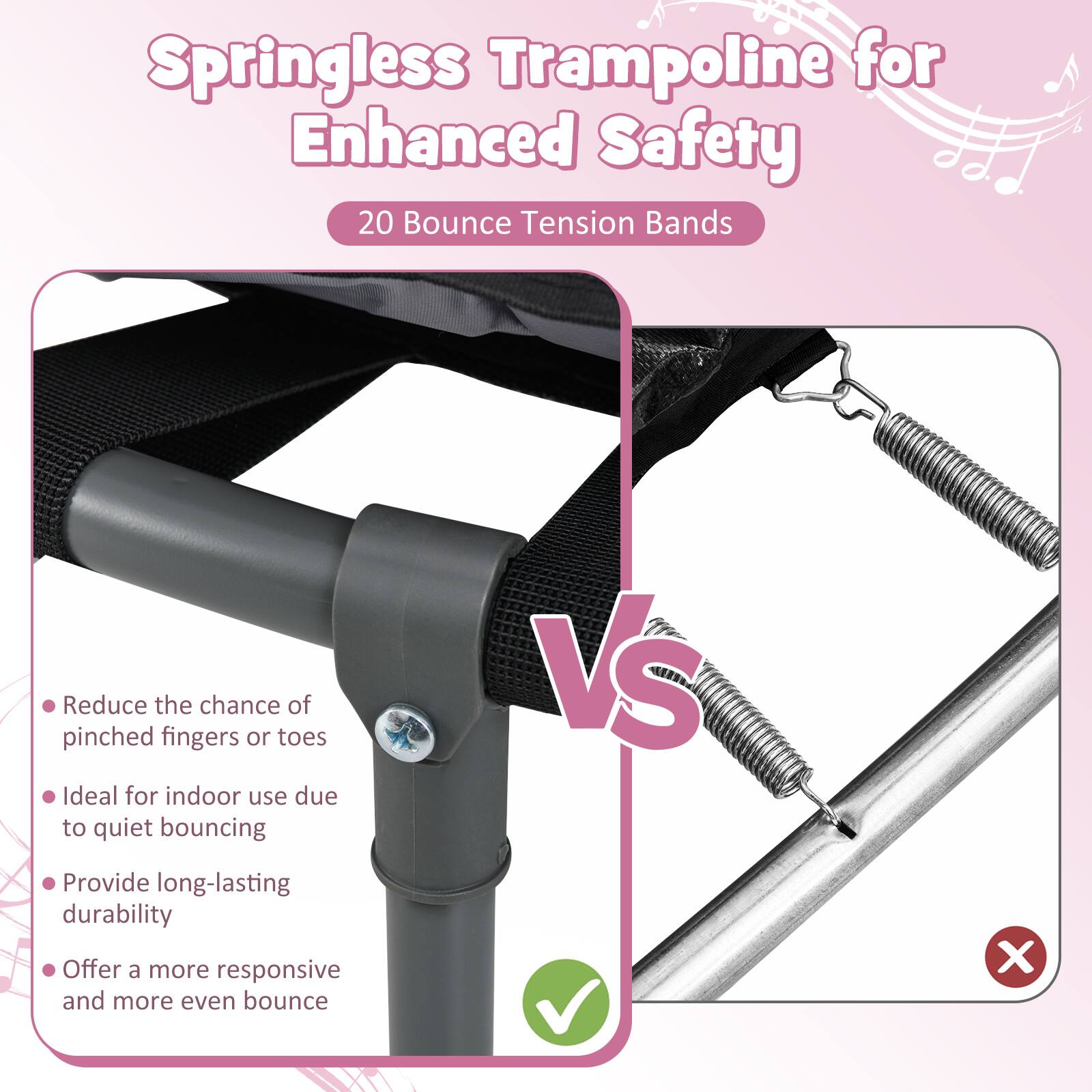 Gymax 36'' Foldable Kid Trampoline w/ 20 LED Lights Foam Handlebar ...